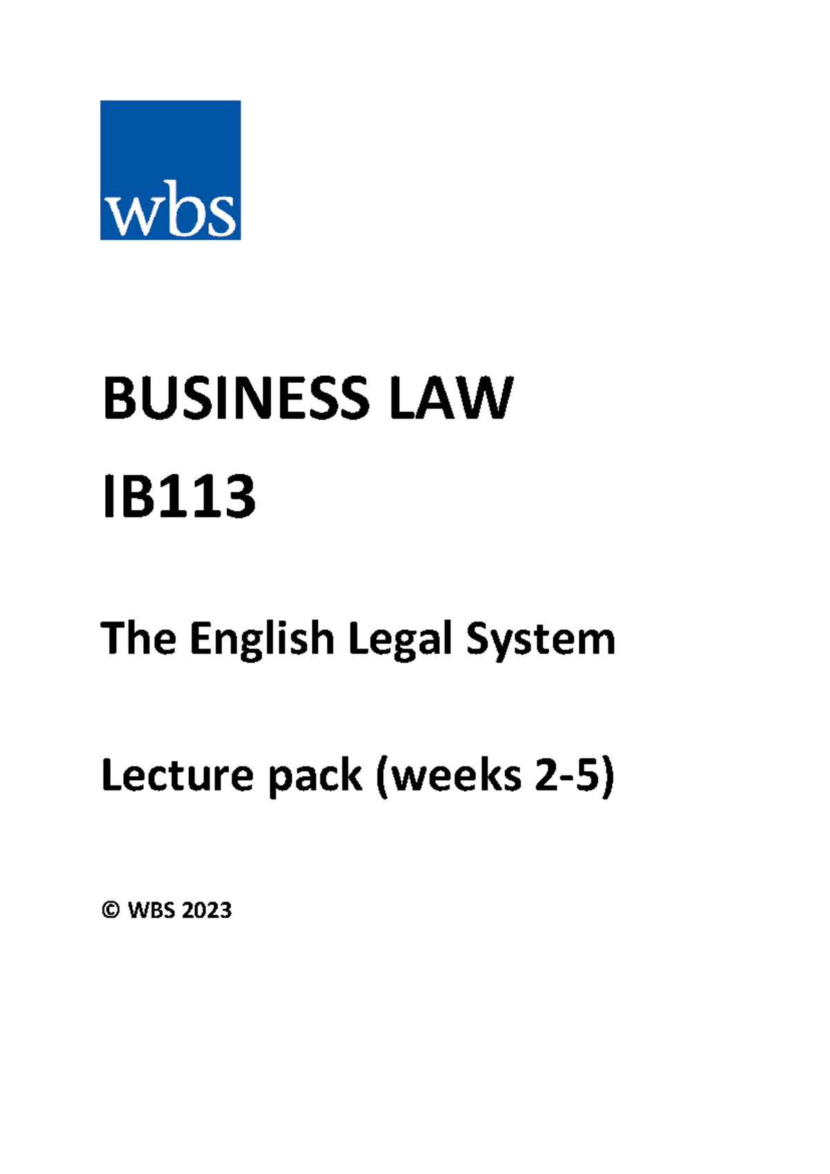 HL IB113-ELS-handout-2023 W2-5 (Printed) - BUSINESS LAW IB 113 The ...