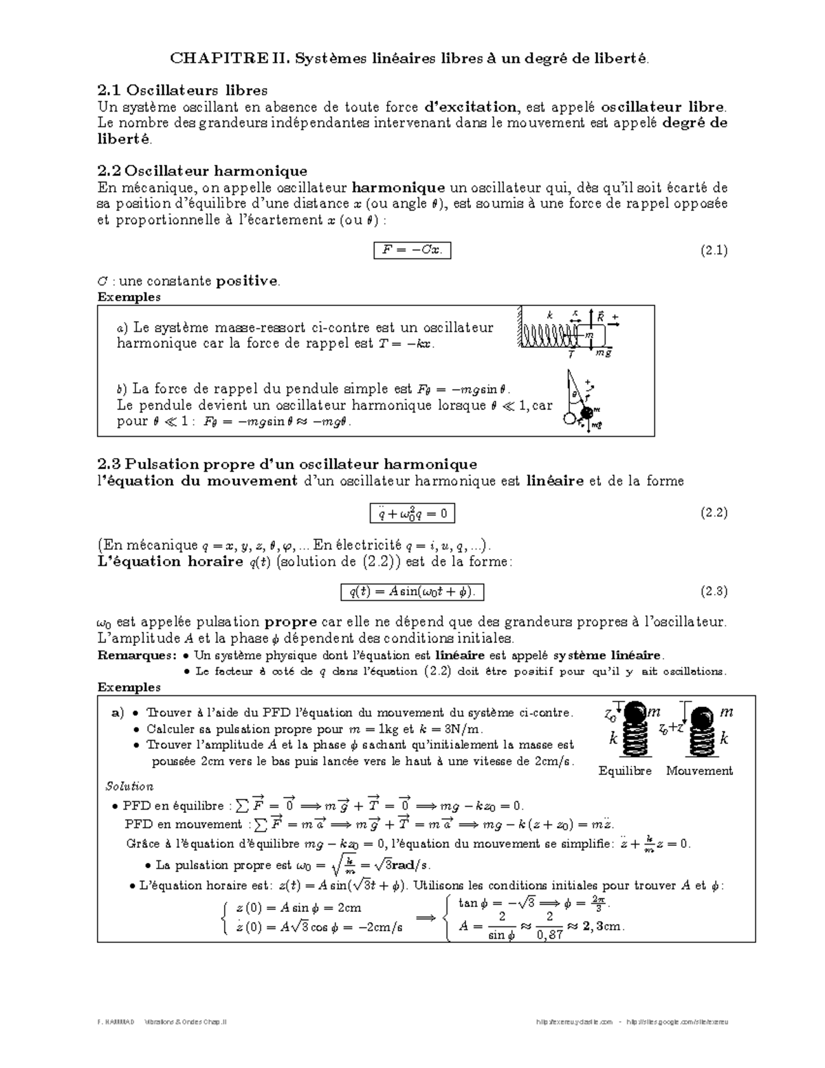 Chap2Cours Phys 3 - Cours physique 3 - CHAPITRE II. SystËmes linÈaires ...
