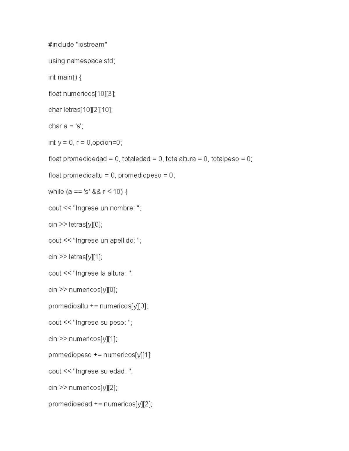 Alumnos con Menu - #include "iostream" using namespace std; int main() { float - Studocu