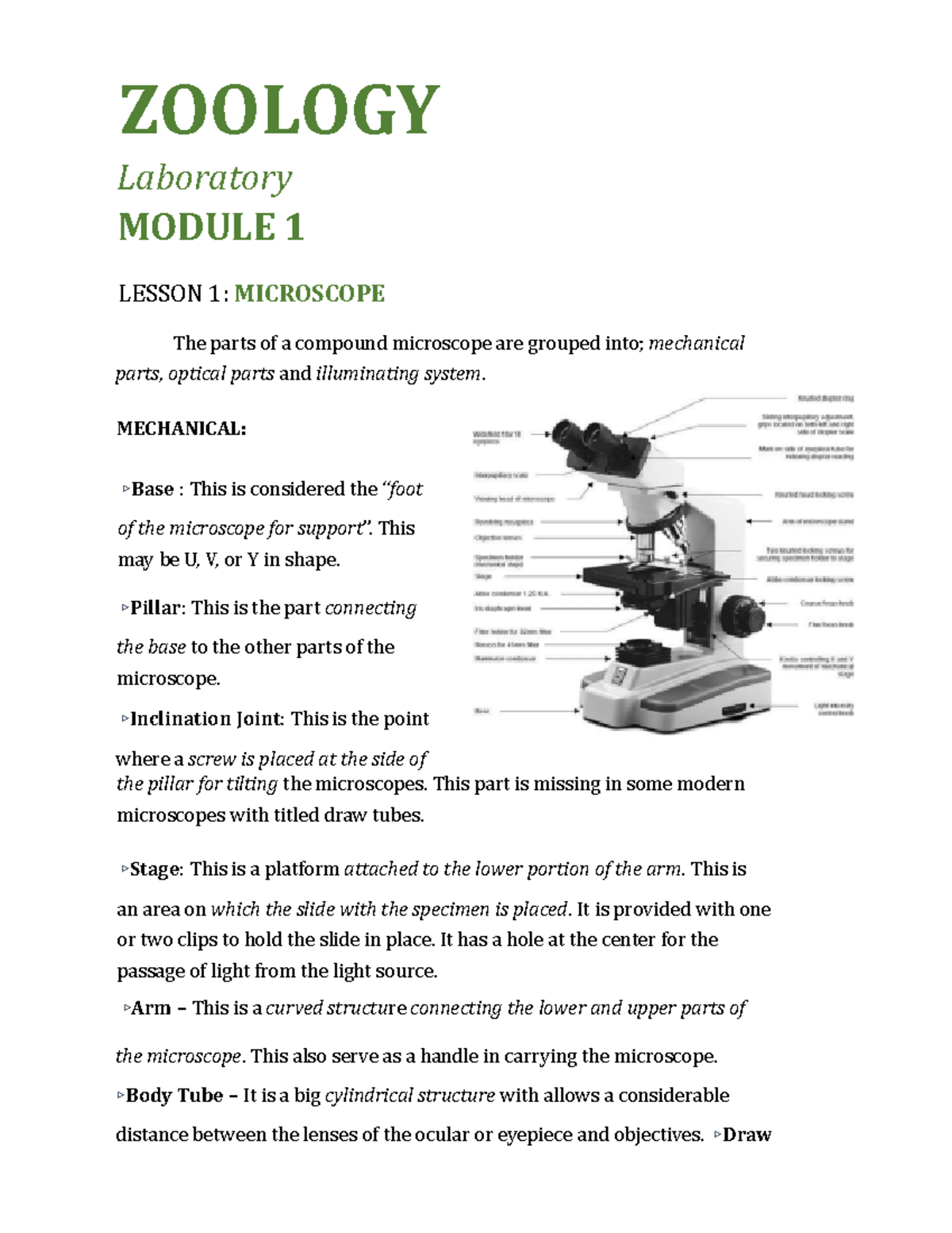 ZLAB Reviewer M1-M4 - Zoology Laboratory - Module 1-4 - ZOOLOGY ...
