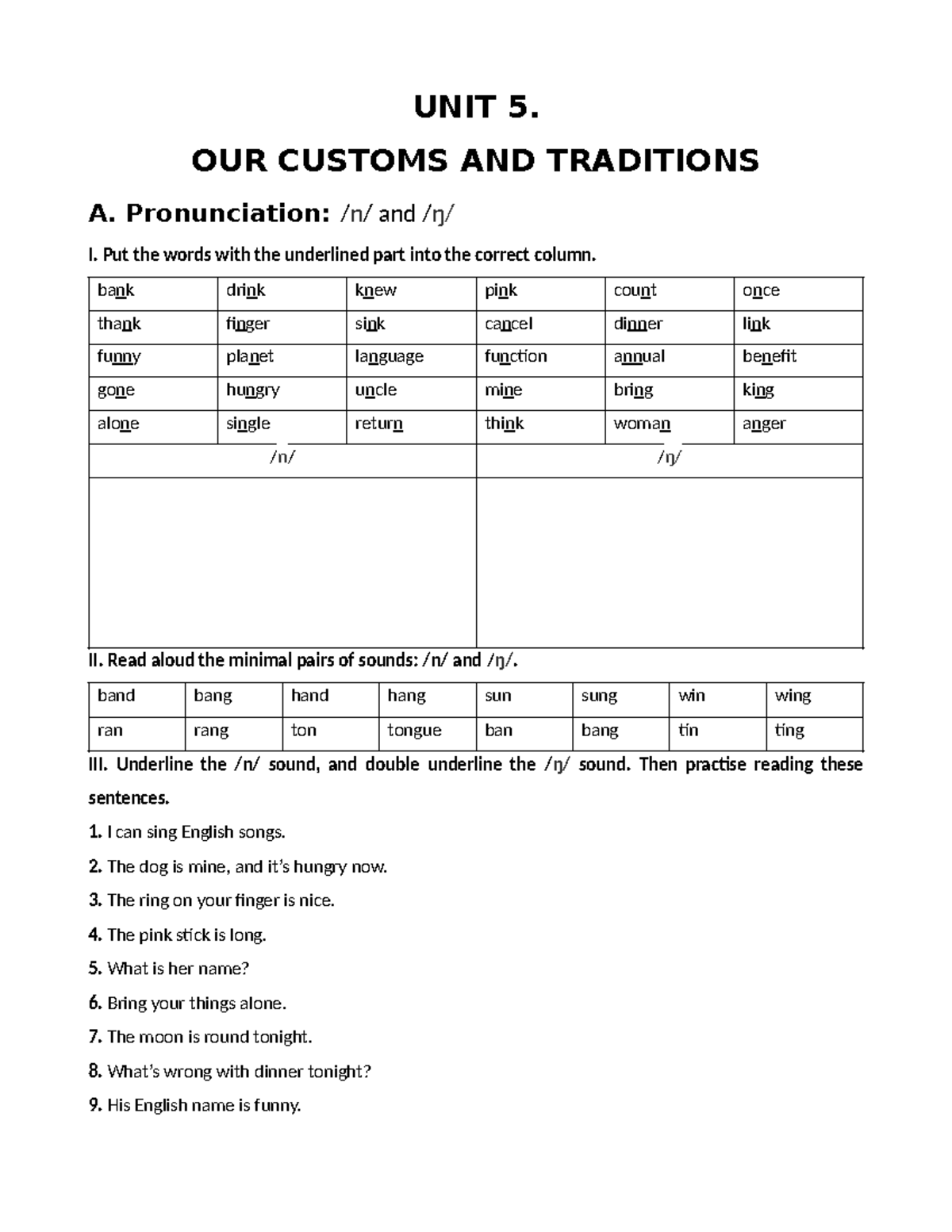 5. UNIT 5. OUR Customs AND Traditions - UNIT 5. OUR CUSTOMS AND ...