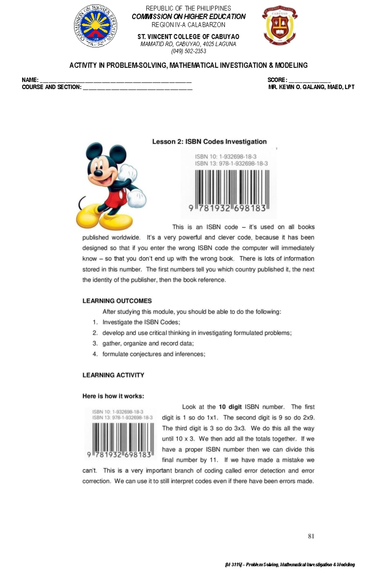 24 25 Problem Solving Mathematical Investigation and Modelling Activity ...