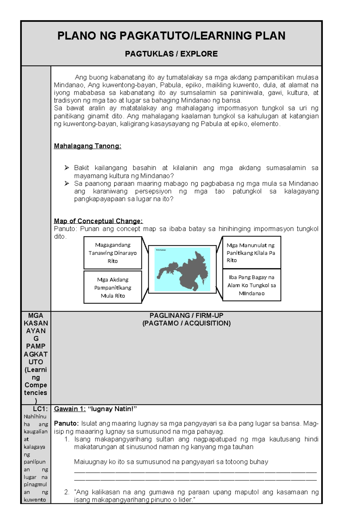 1Q- FIL 7 Learning-Plan - PLANO NG PAGKATUTO/LEARNING PLAN PAGTUKLAS ...