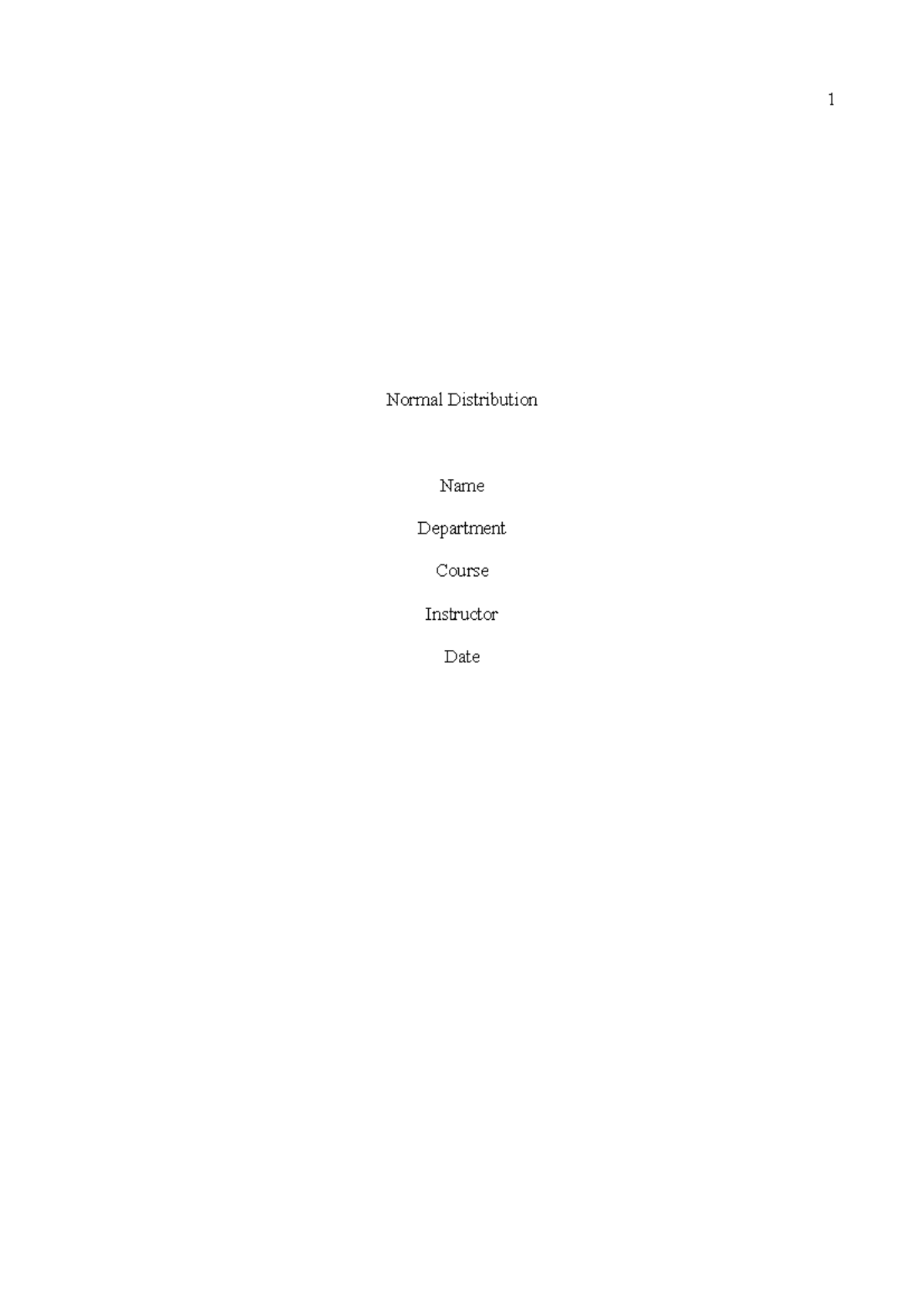 Normal Distribution Design - 1 Normal Distribution Name Department ...