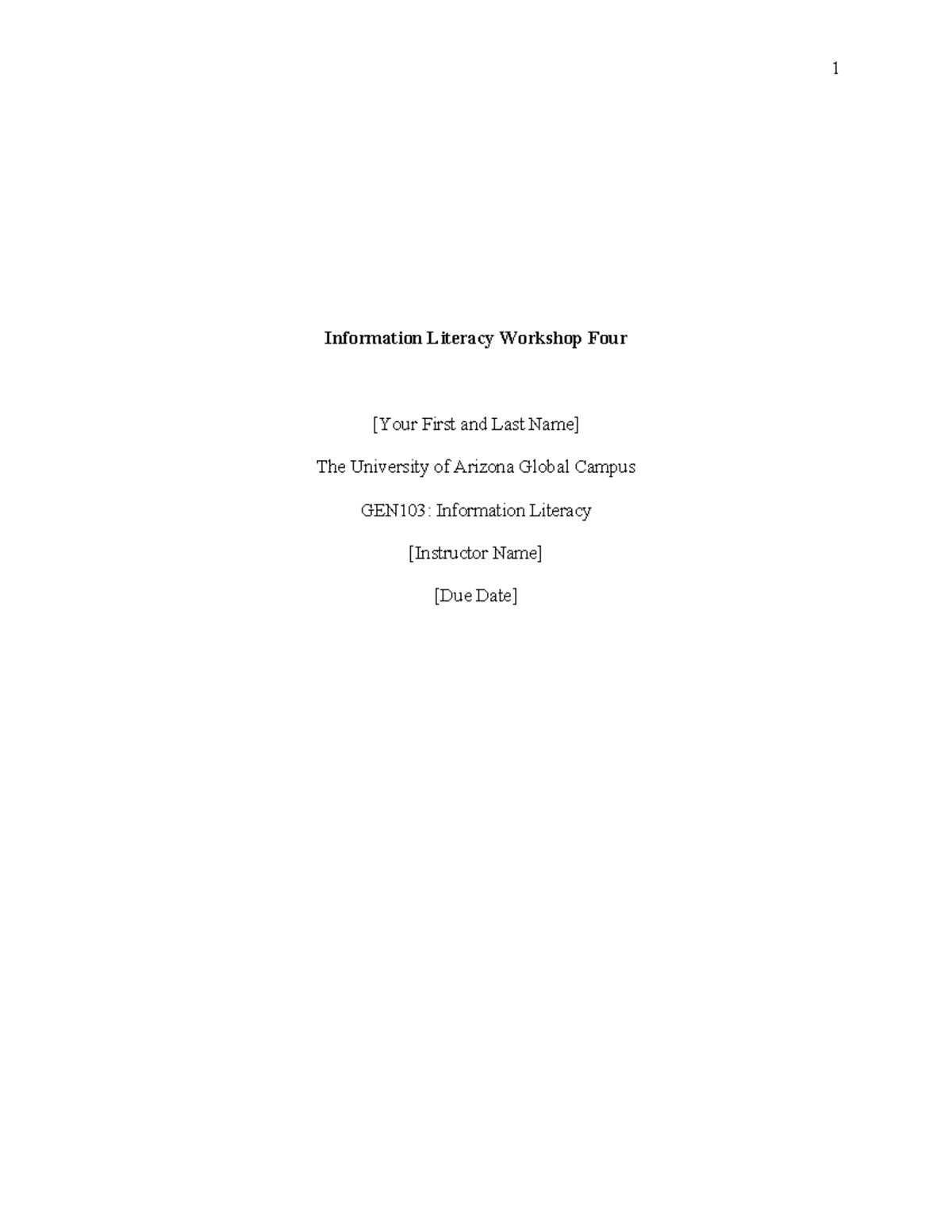 Information Literacy Workshop 4 Template - Information Literacy ...