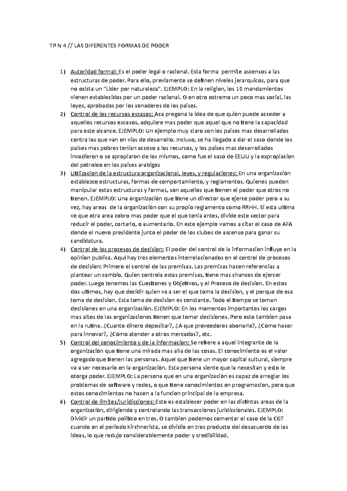 TP 4 - Diferentes Formas DE Poder - TP N 4 // LAS DIFERENTES FORMAS DE ...