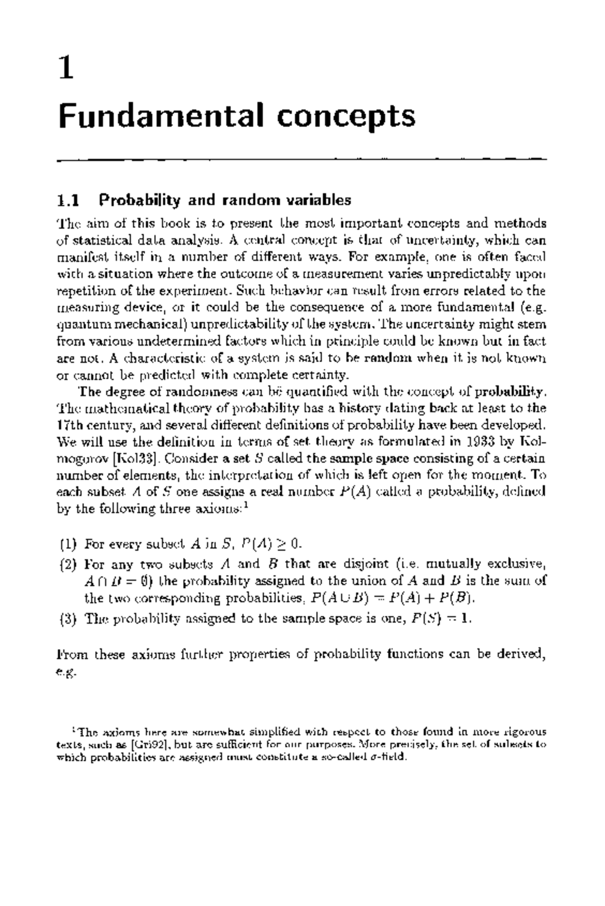 Cowan statistical data analysis [14-26] - 1 Fundamental concepts 1 Probability and random ...