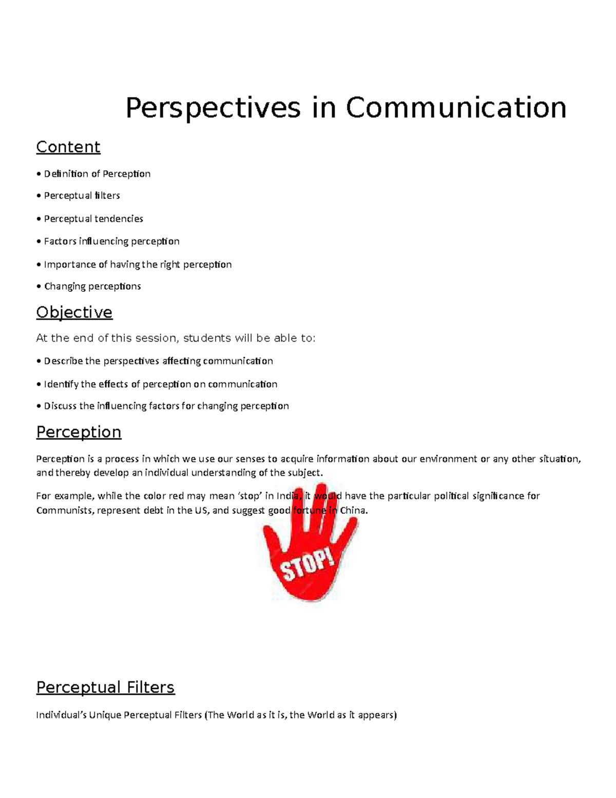 Chapter - 16 Perspectives in Communication - Perspectives in ...