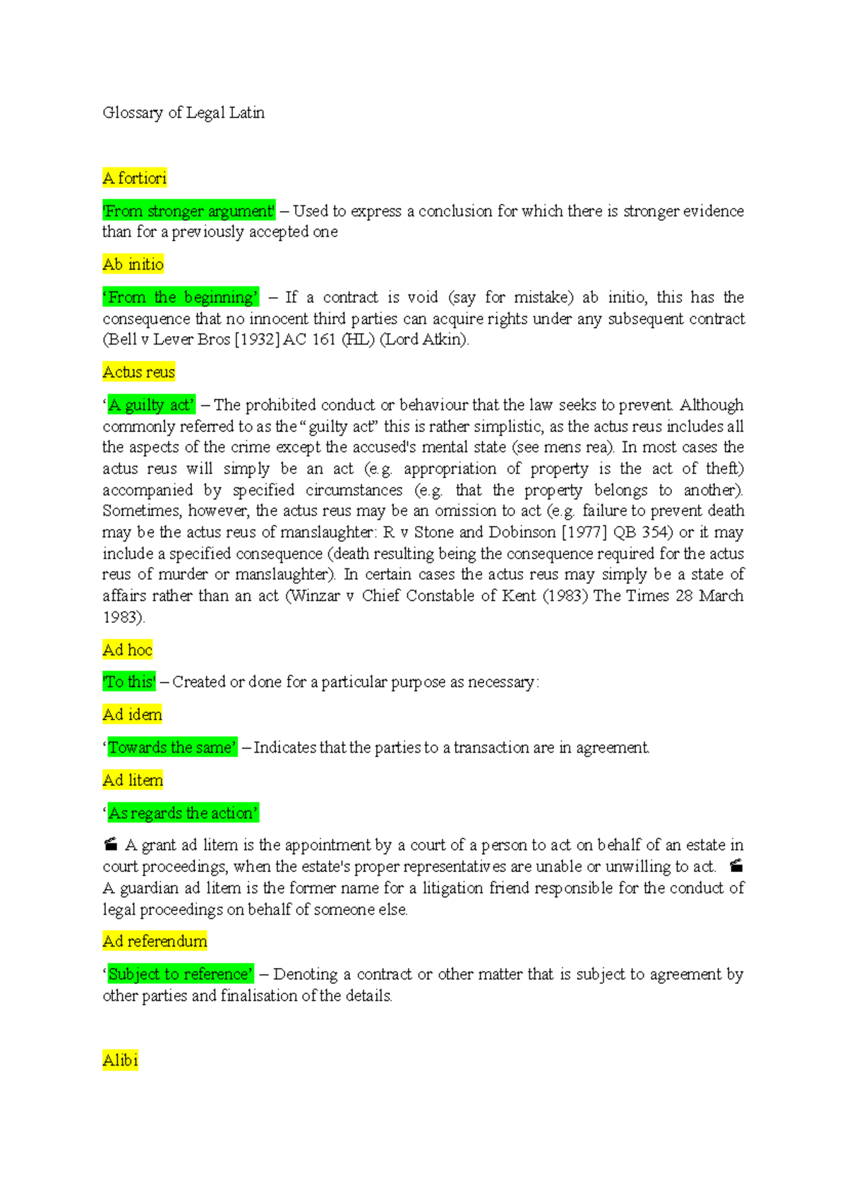 Latin Maxim - Glossary of Legal Latin A fortiori 'From stronger ...