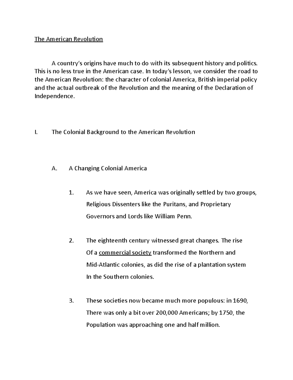 POS105 American Government - The American Revolution A country’s ...