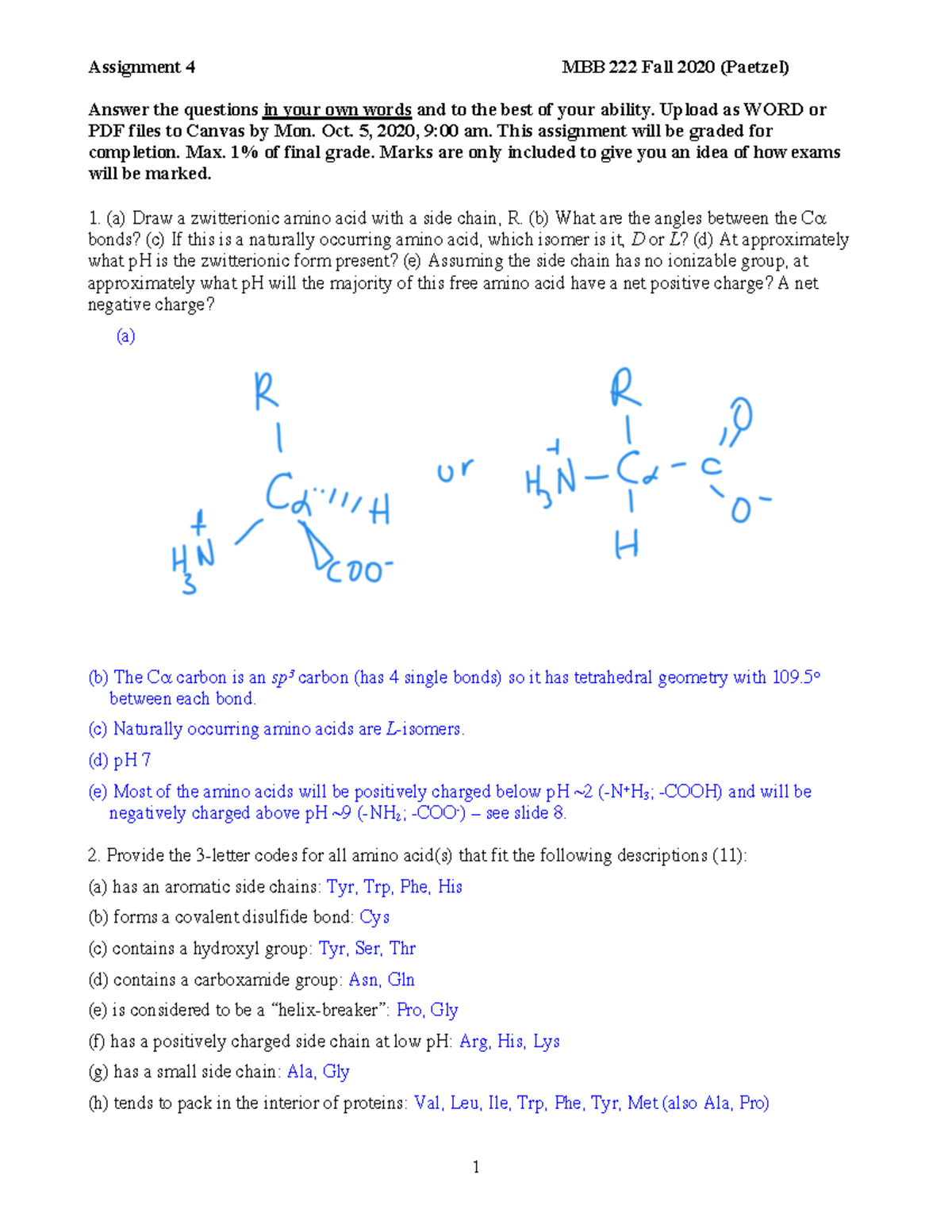 Assignment Answers - Assignment 4 MBB 222 Fall 2020 (Paetzel) Answer ...