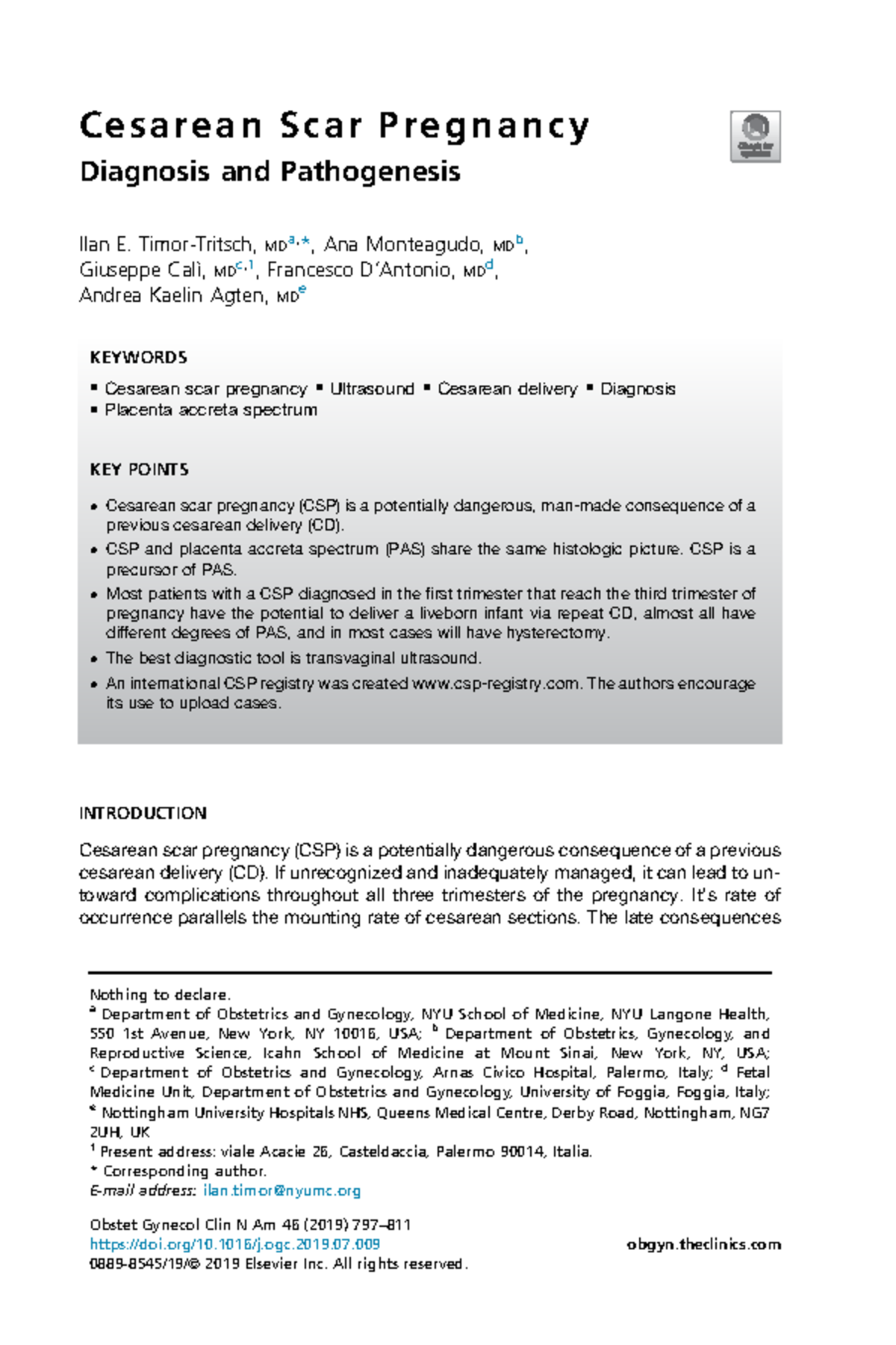 Timor-tritsch 2019 - EVALUACION FETAL - Cesarean Scar Pregnancy ...