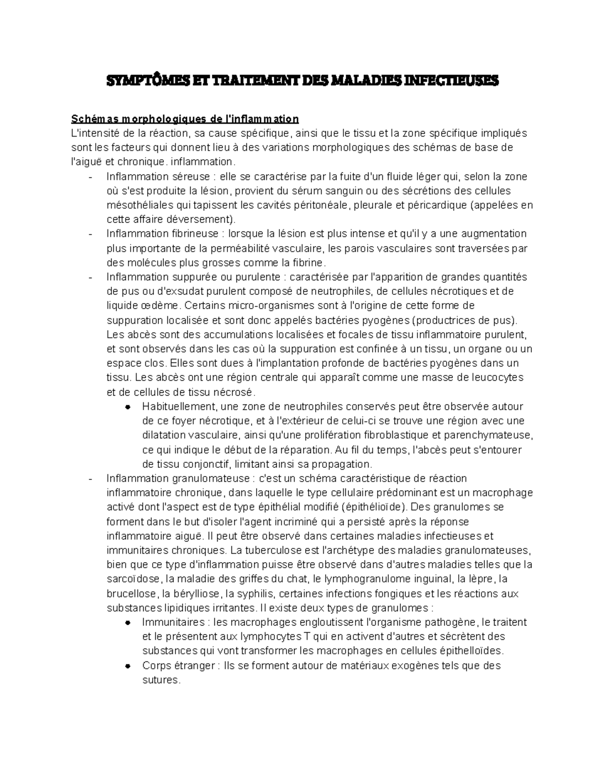 Symptômes ET Traitement DES Maladies Infectieuses - SYMPTÔMES ET ...