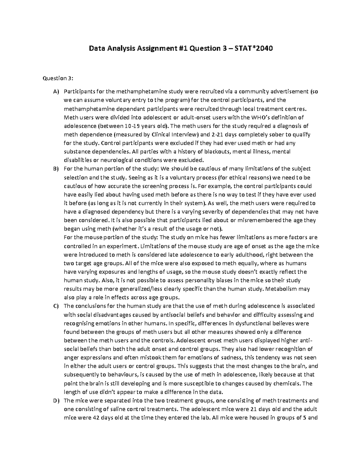 Data Analysis Assignment 1 Part 3 - Data Analysis Assignment #1 ...