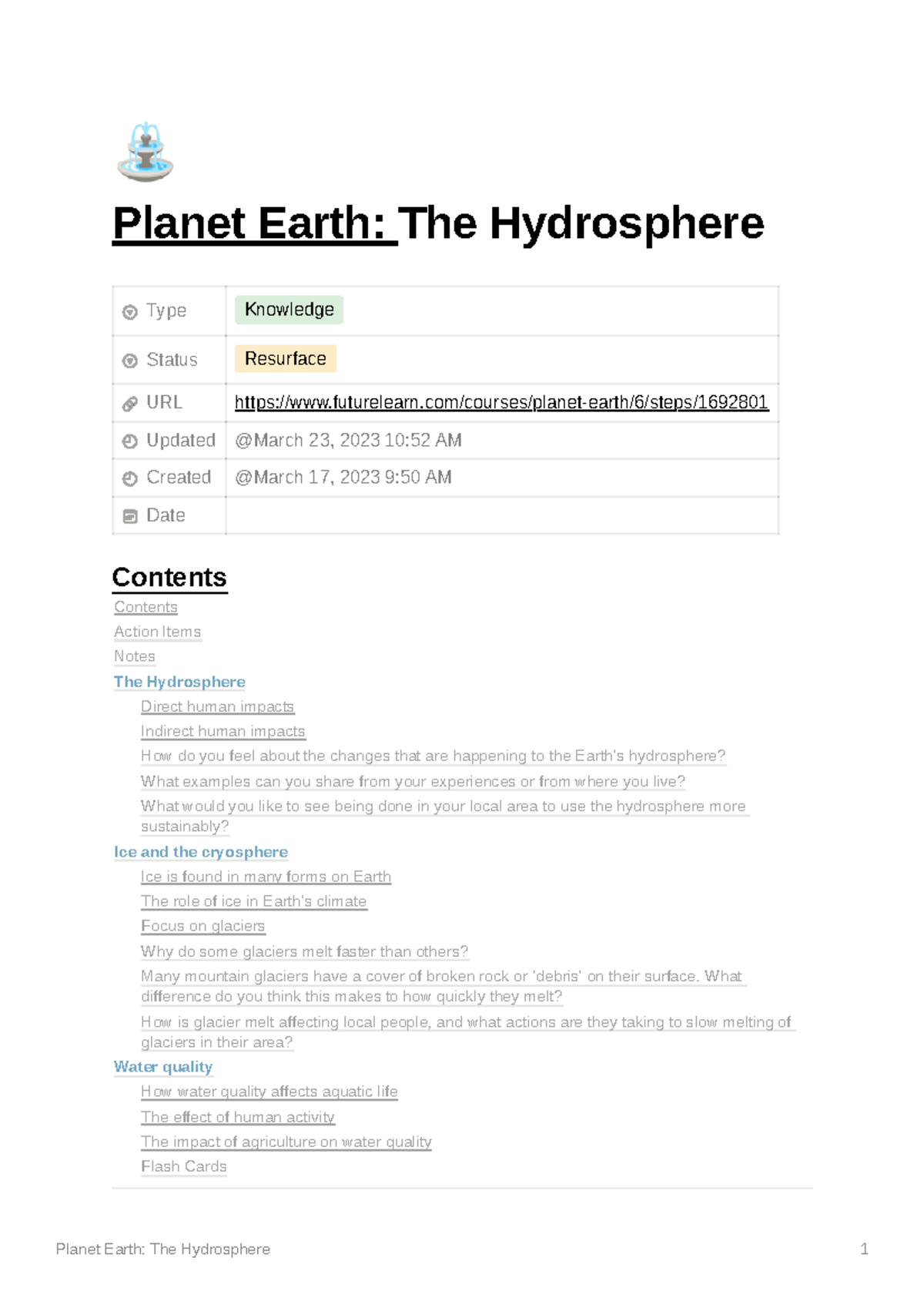 702a6e2d-c30c-41f9-b060-d892eb0f2e97 Planet Earth The Hydrosphere - ⛲ ...