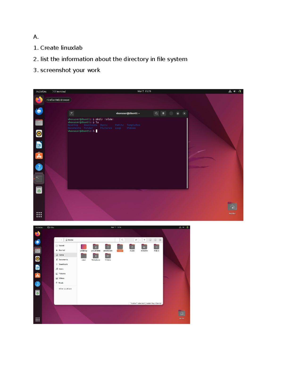 Linux activity - Information Technology - A. Create linuxlab list the ...
