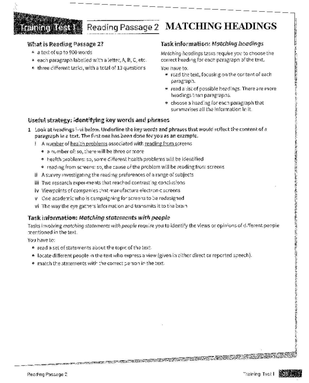 1. Matching headings - correct heading for each paragraph of the text ...