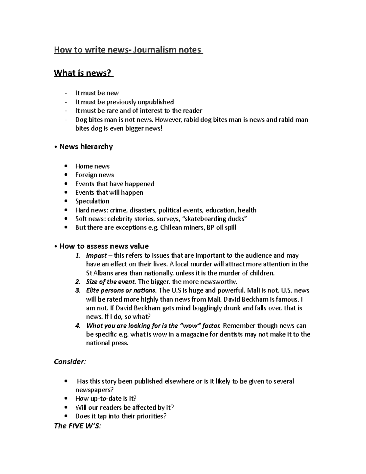 How to write news - Journalism notes - How to write news- Journalism ...