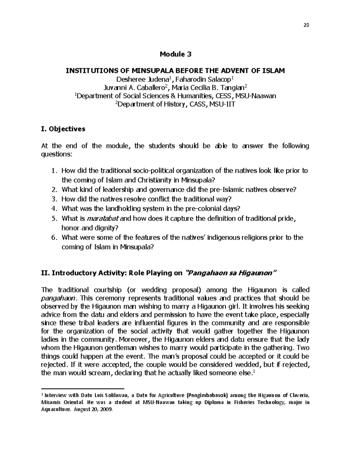 Module 3 Pre colonial institutions 2 - Module 3 INSTITUTIONS OF ...