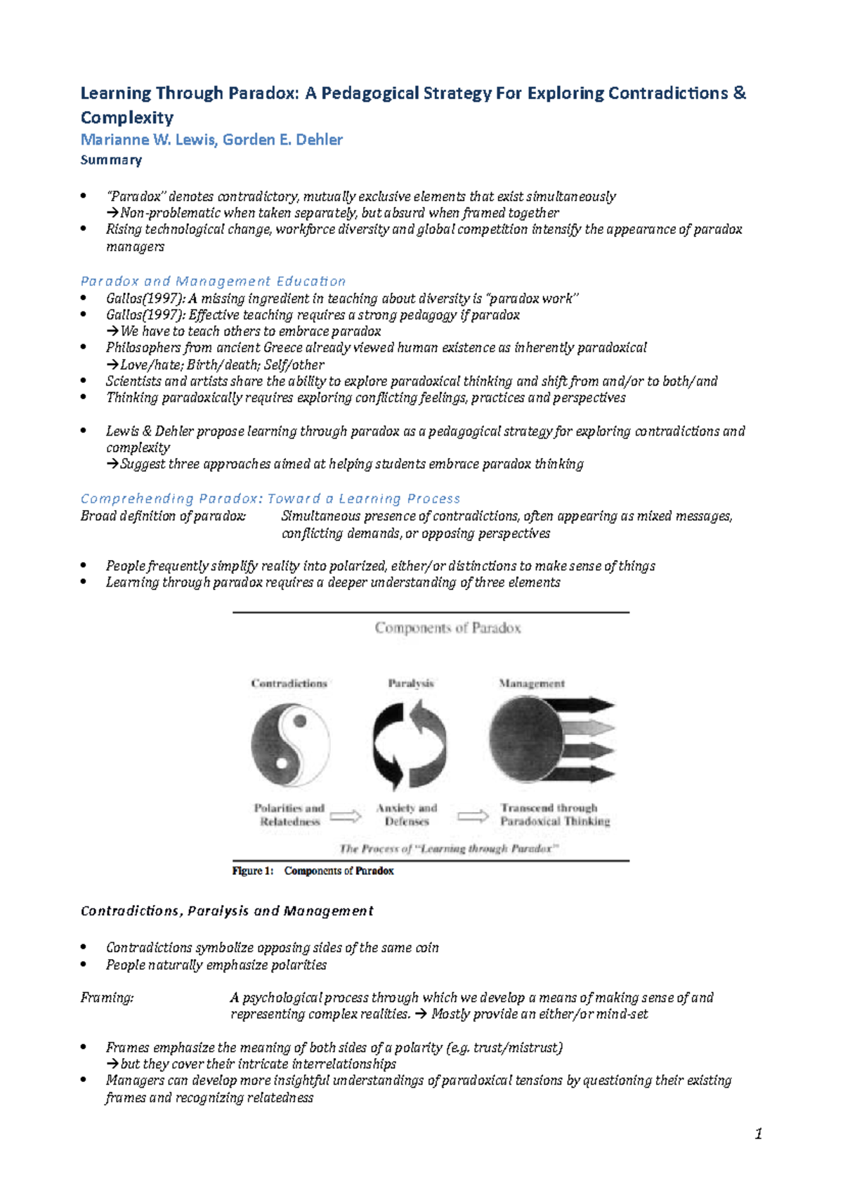 Session 3 Learning Through Paradox Summary - Learning Through Paradox ...