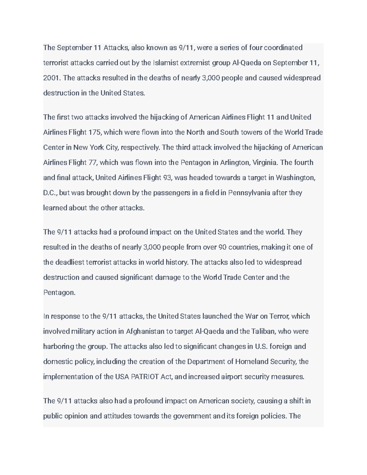 September 11 Attacks - The September 11 Attacks, also known as 9/11 ...