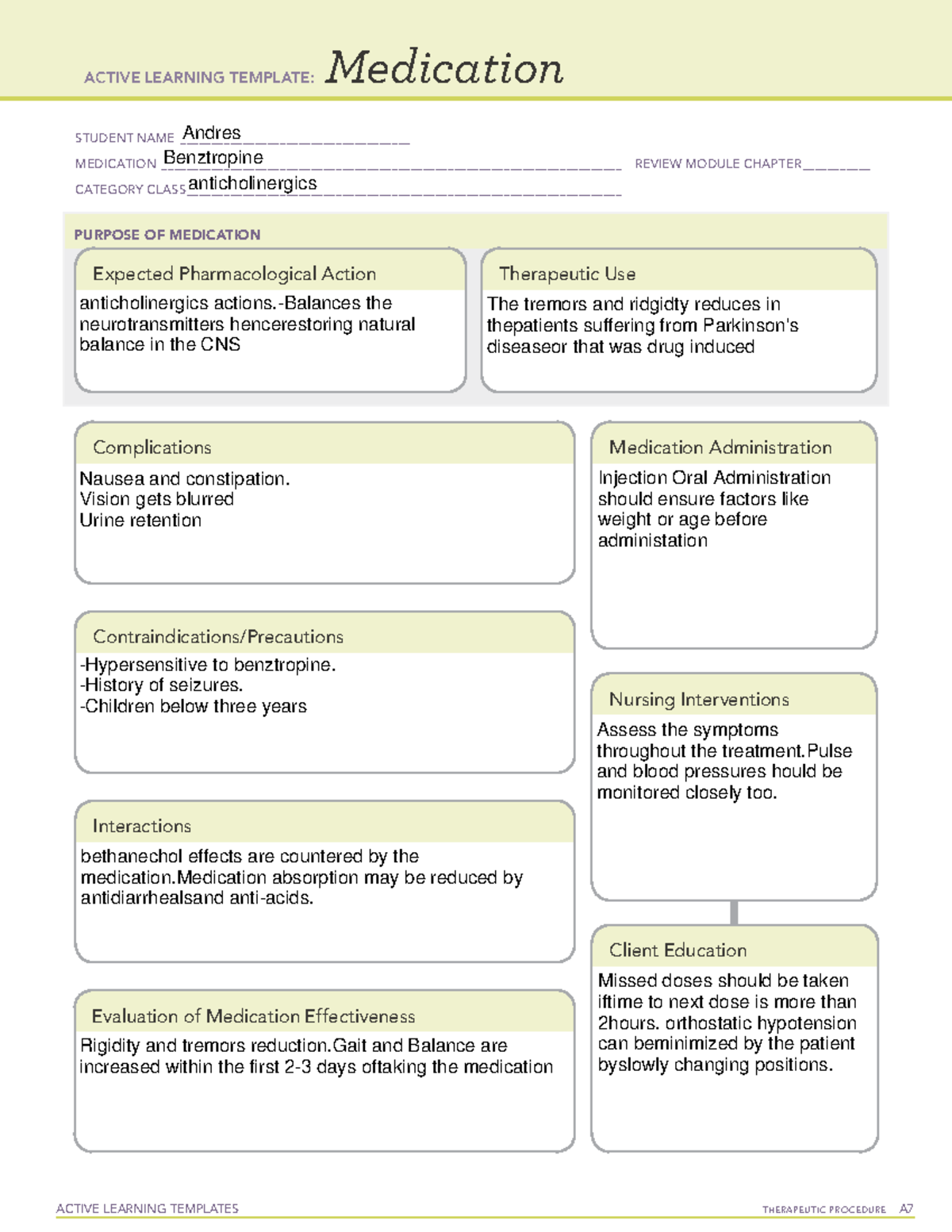 Benztropine - Benzotropine ATI template - ACTIVE LEARNING TEMPLATES ...