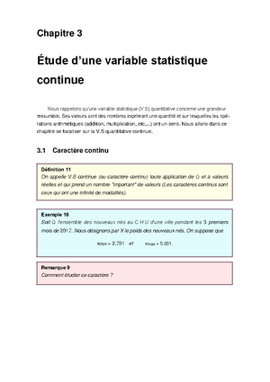 Chapitre 2 - Chapitre 2 Étude d’une variable statistique discrète Le caractère statistique (ou ...