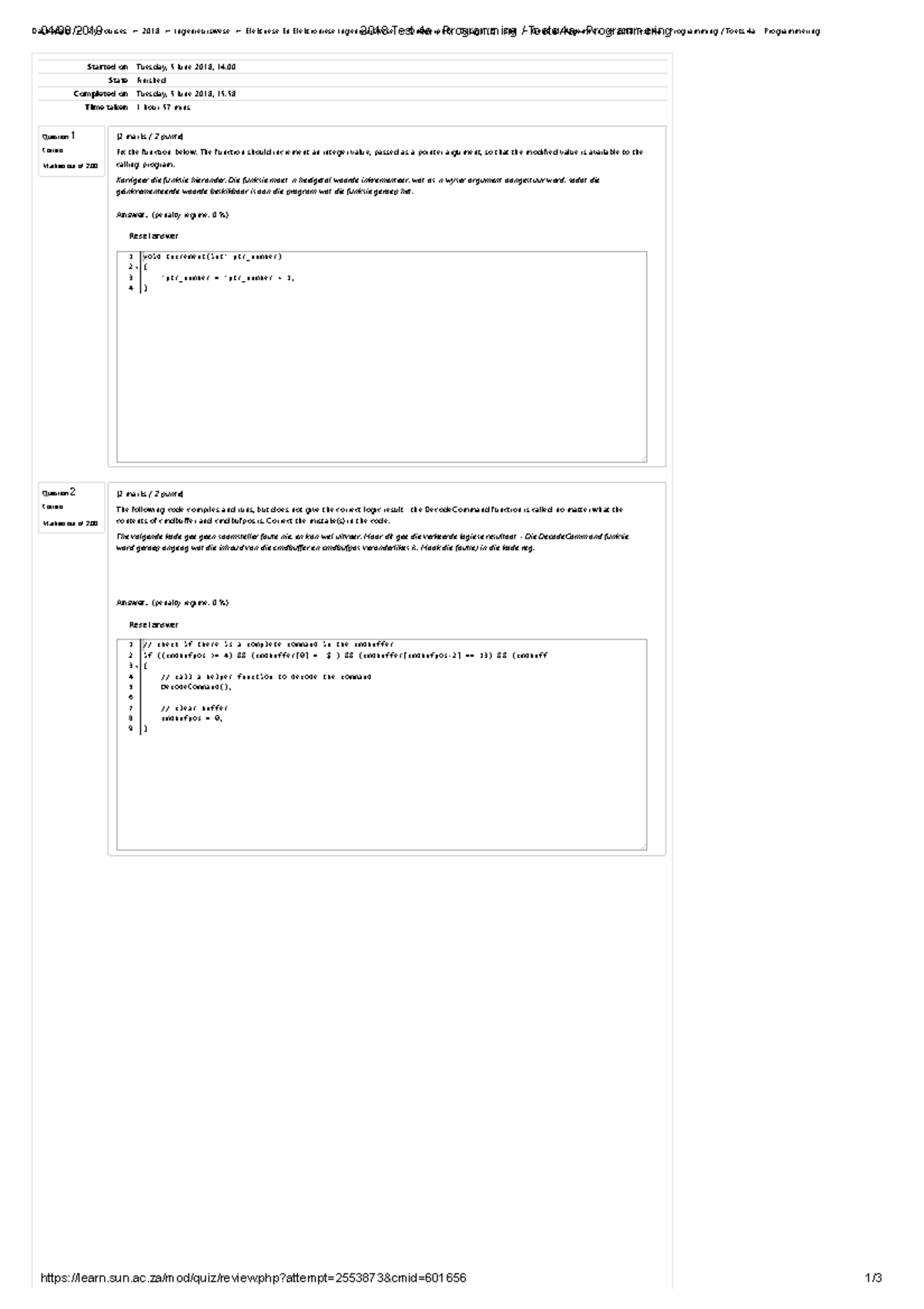 2018 Test 4a - Programming Toets 4a - Programmering - 04/06/2019 2018 ...