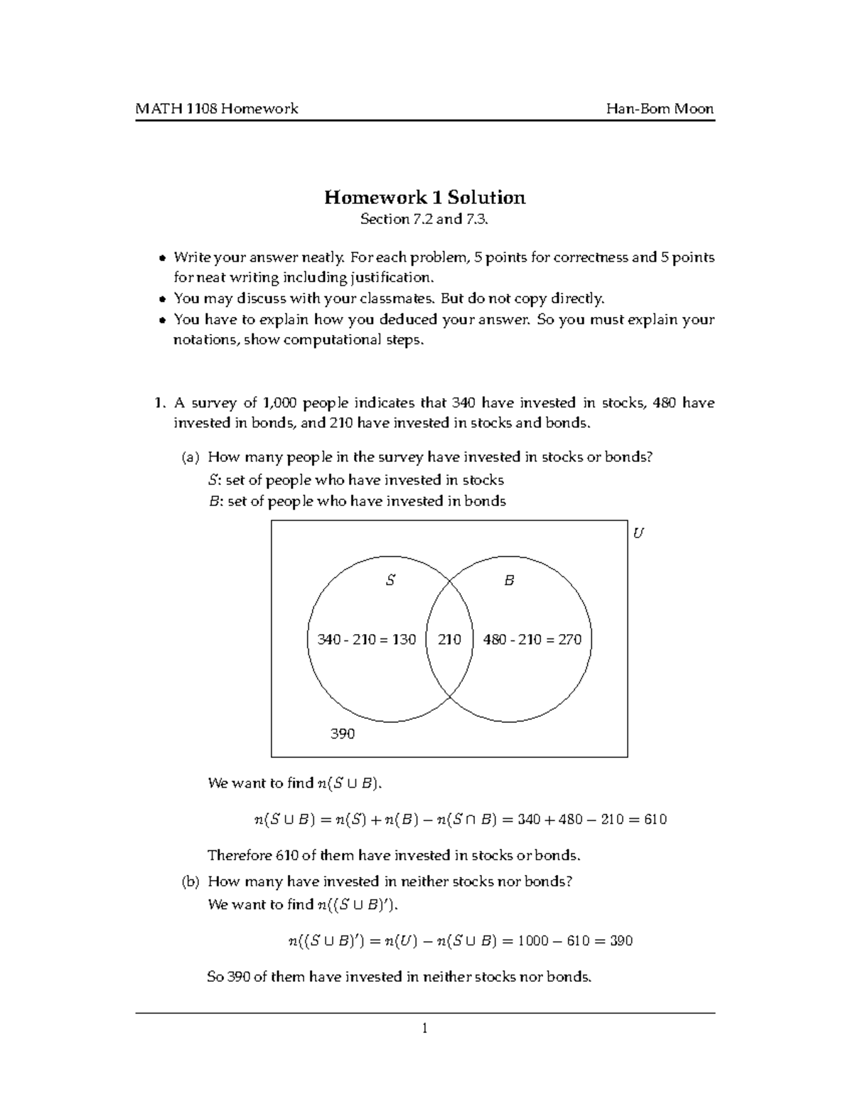 Homework 1 sol1 - MATH 1108 Homework Han-Bom Moon Homework 1 Solution ...