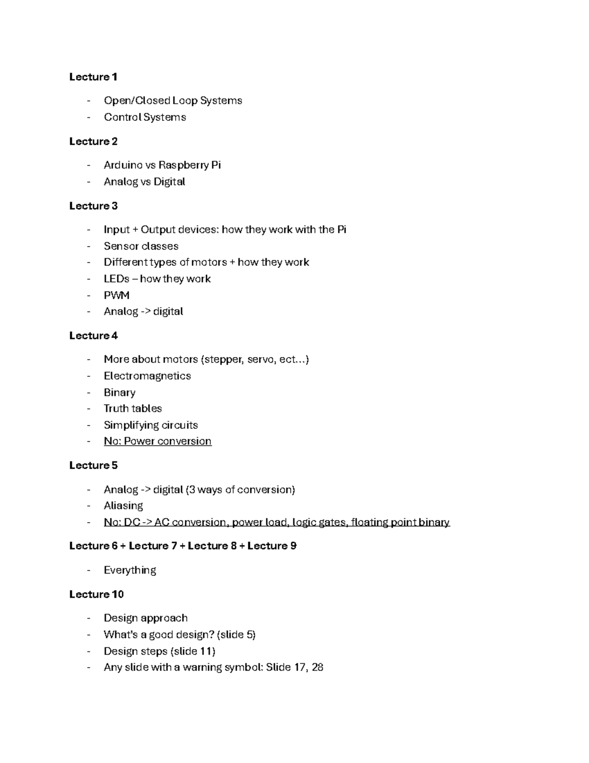 Ecor 1044 Final Exam Guide Lecture 1 Openclosed Loop Systems Control Systems Lecture 2