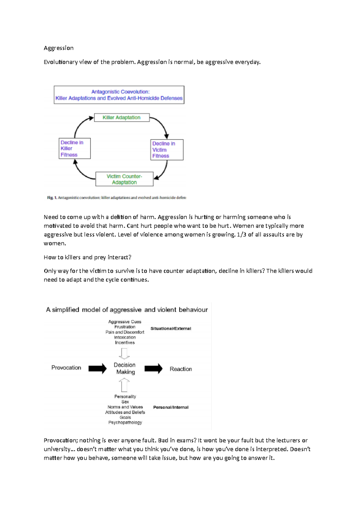 Lecture 7 - Aggression Evolutionary view of the problem. Aggression is ...