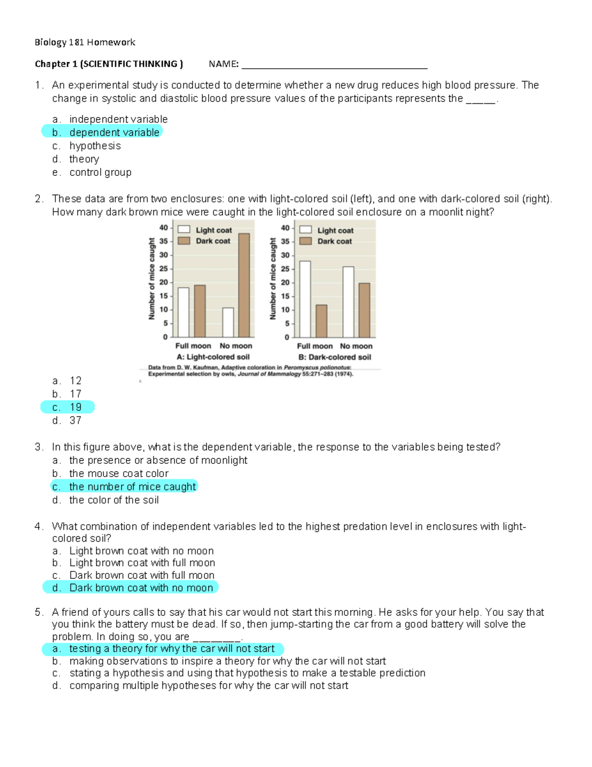 WEEK 1-HW- 1-Ch 1-2 2 - homework assignment bio181 - Biology 181 ...
