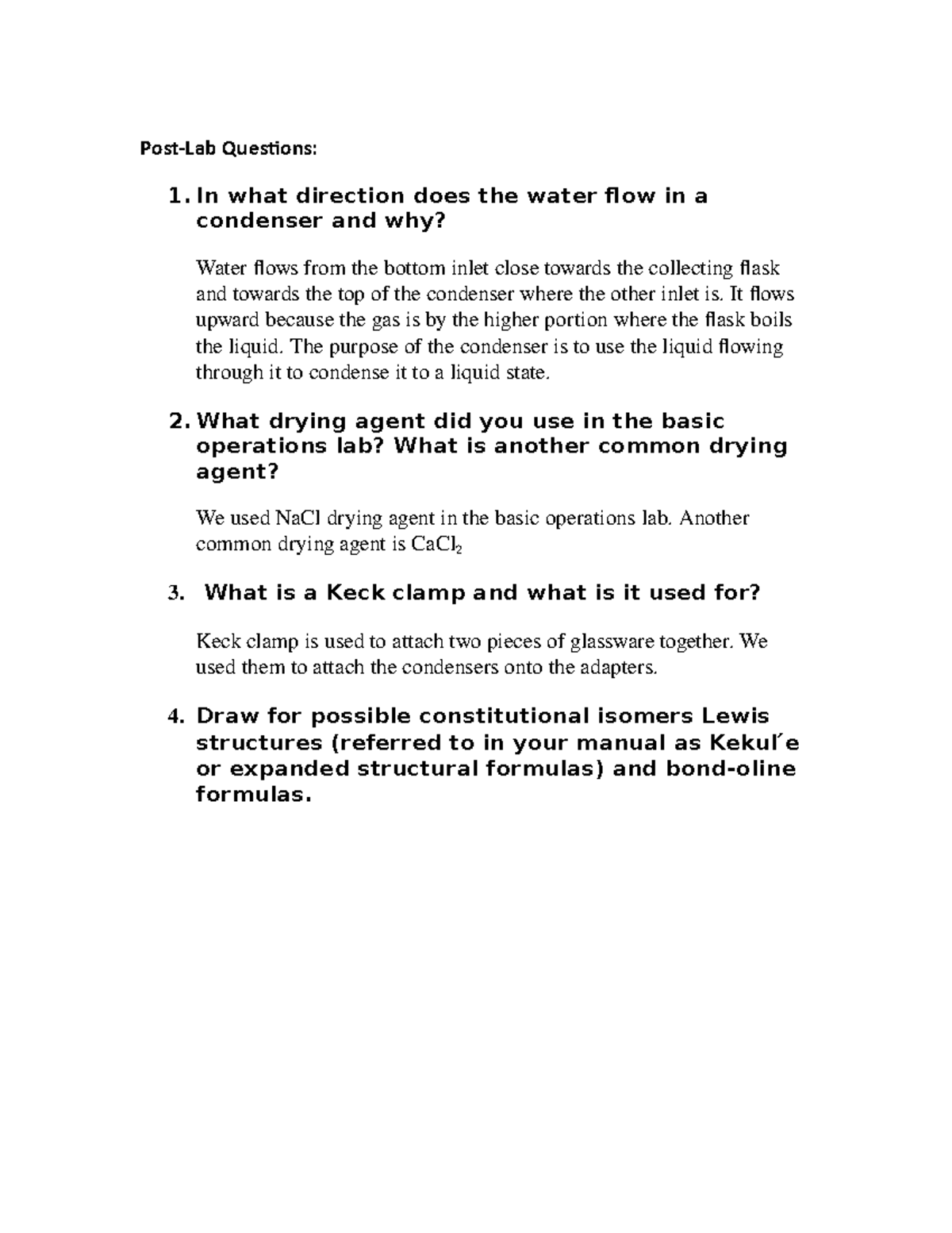 Post Lab Questions Lab Operations - Post-Lab Questions: In what ...