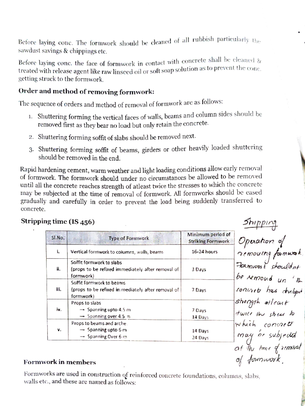 Form work pg-8 - Its lecture notes - Betore laying conc. The formwork ...