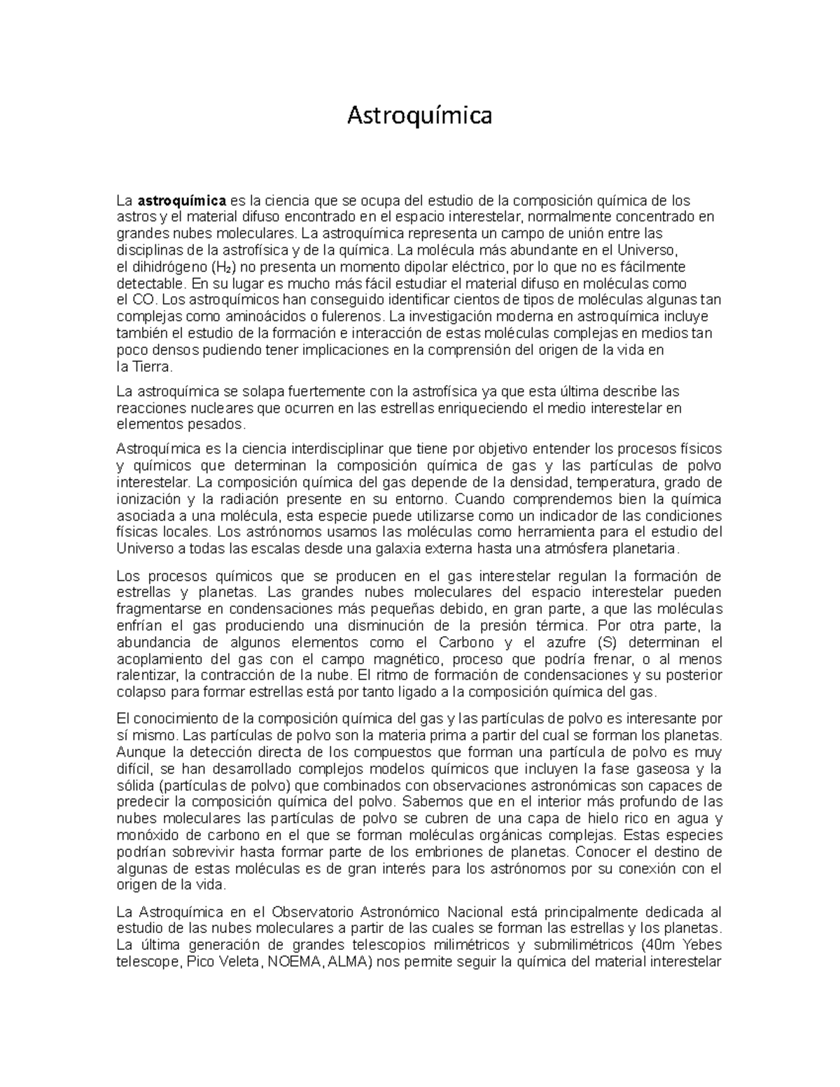 Astroquímica - Todo acerca de la astro química - Astroquímica La ...