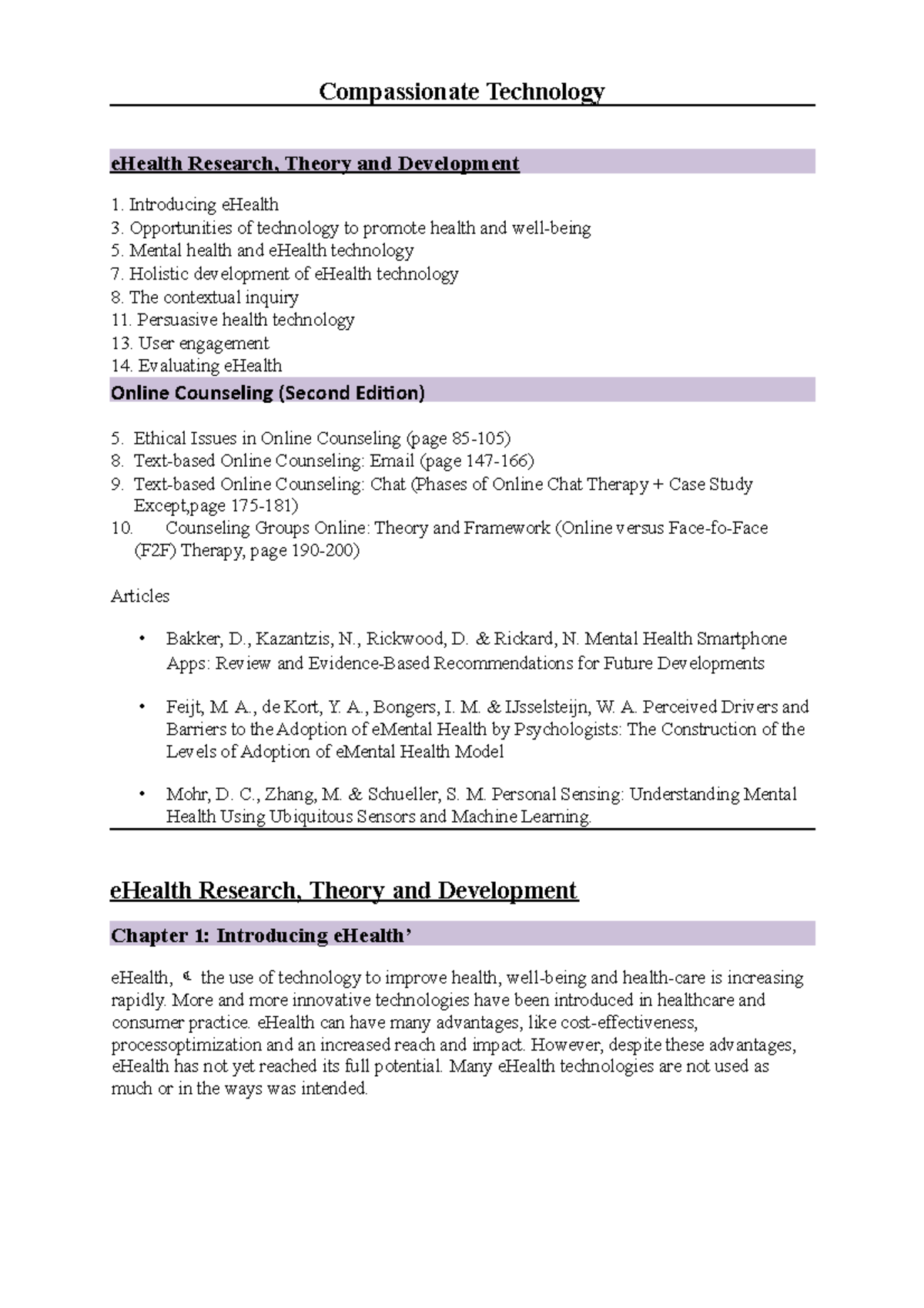 Compassionate technology summary - Compassionate Technology eHealth ...