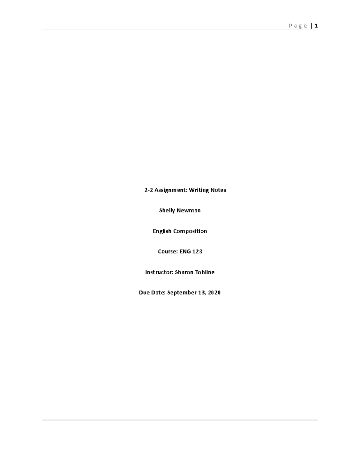 2-2 Assignment Writing Notes - P a g e | 1 2-2 Assignment: Wriing Notes ...