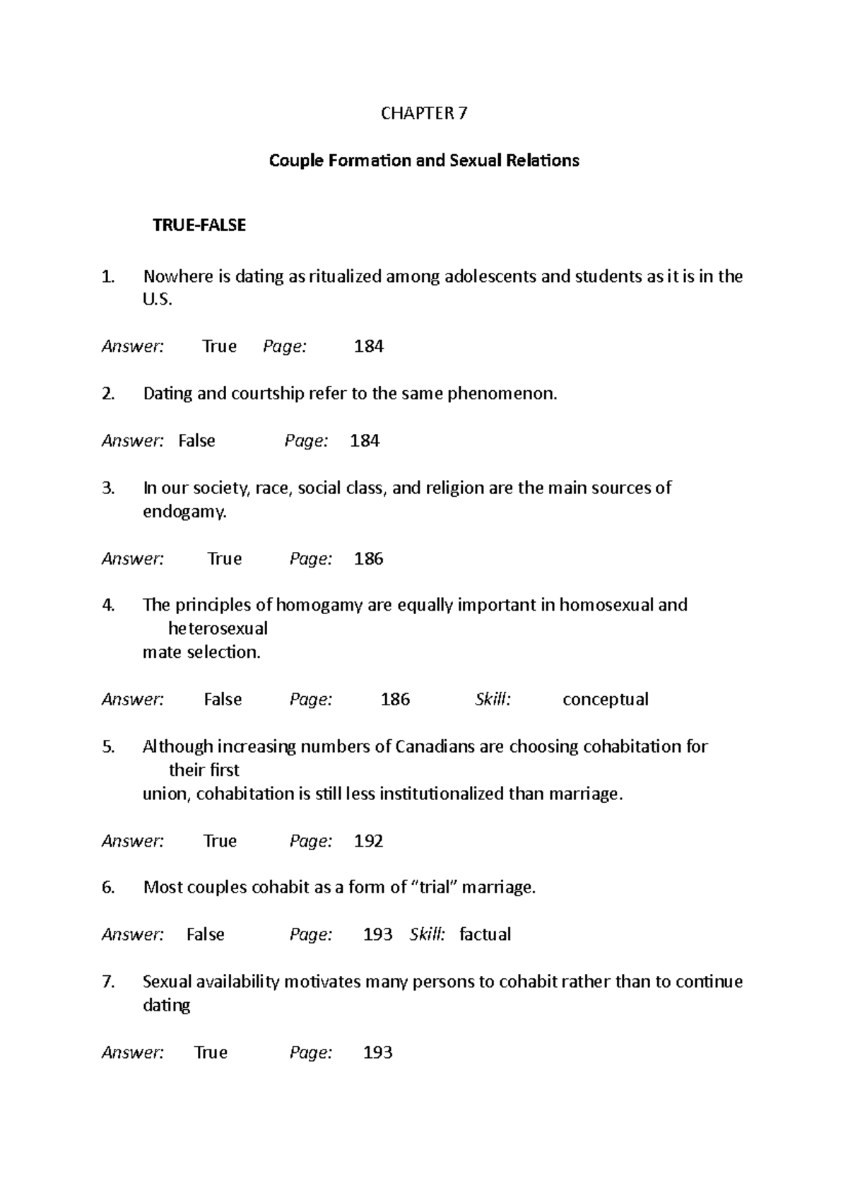 Ch07 Couple Formation and Sexual Relations - CHAPTER 7 Couple Formation ...