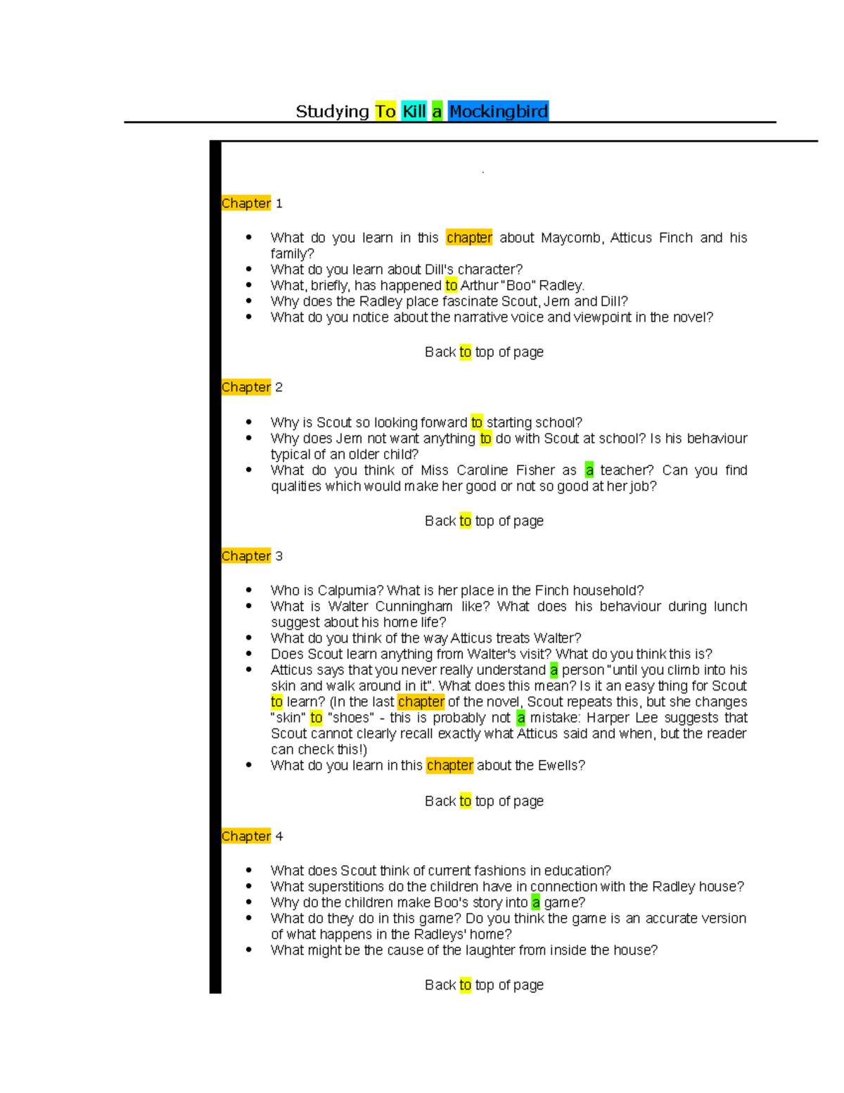 Chapter by chapter questions 3 - Studying To Kill a Mockingbird ...