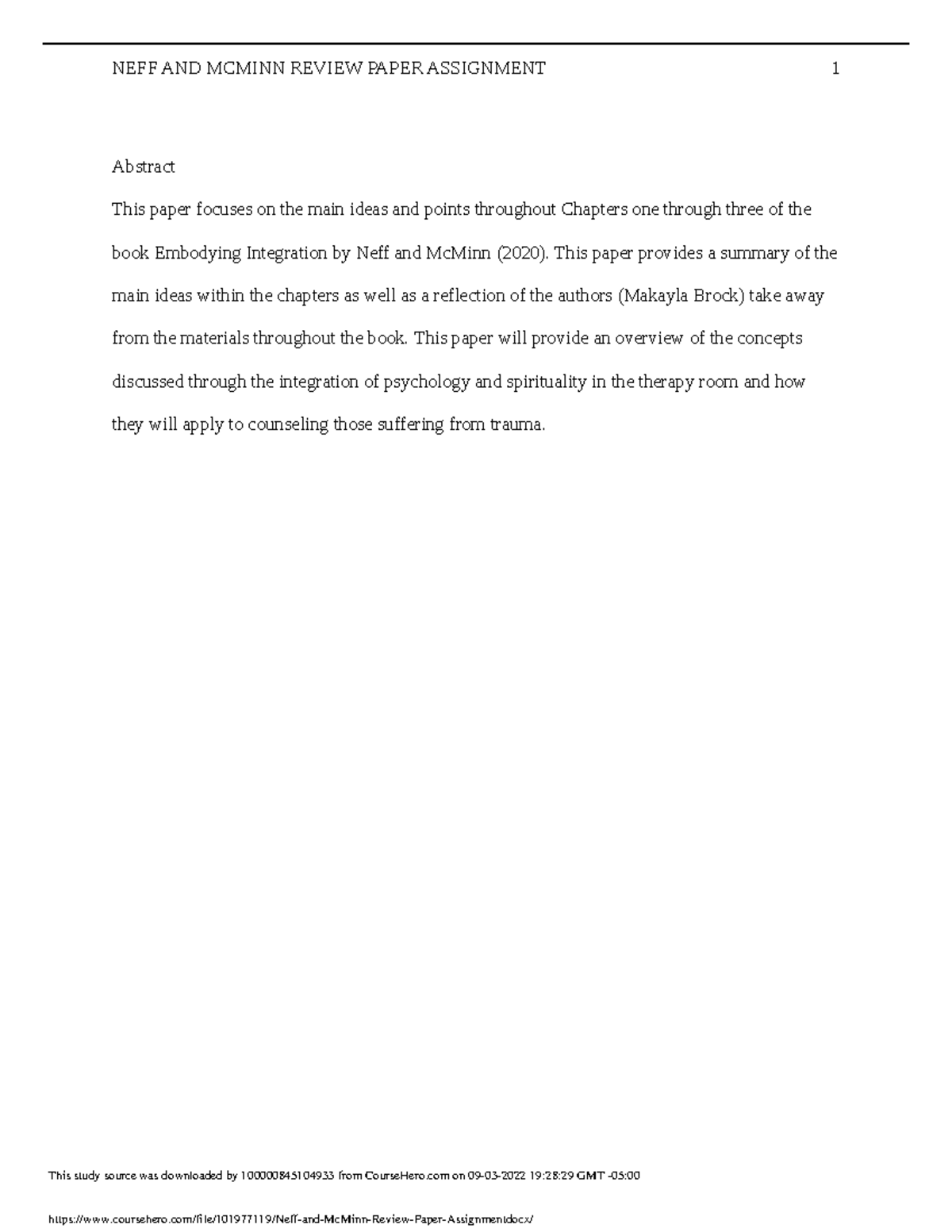 Neff and Mc Minn Review Paper Assignment - Abstract This paper focuses ...