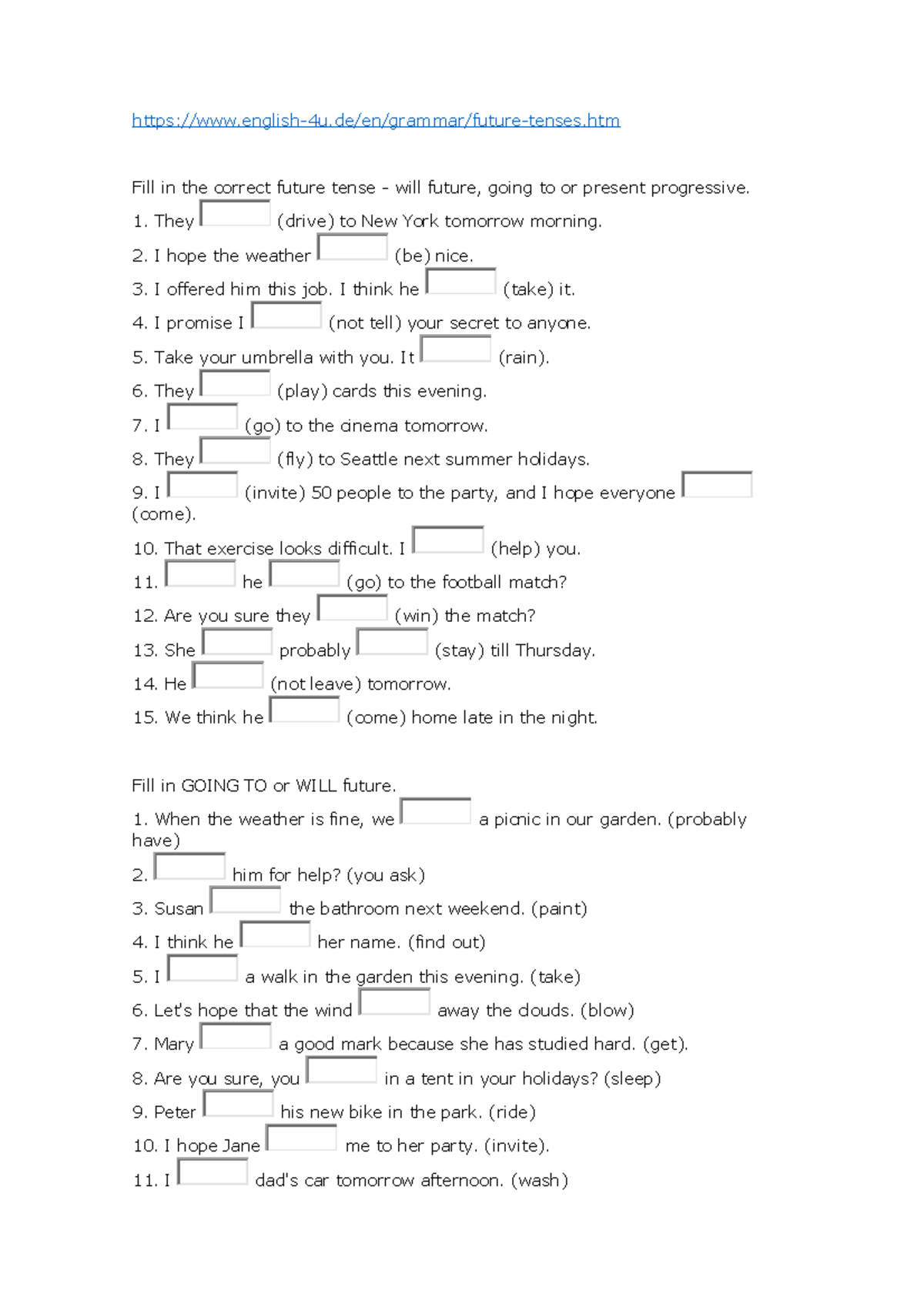 Future tenses - Ejercicios de futuro - english-4u/en/grammar/future ...