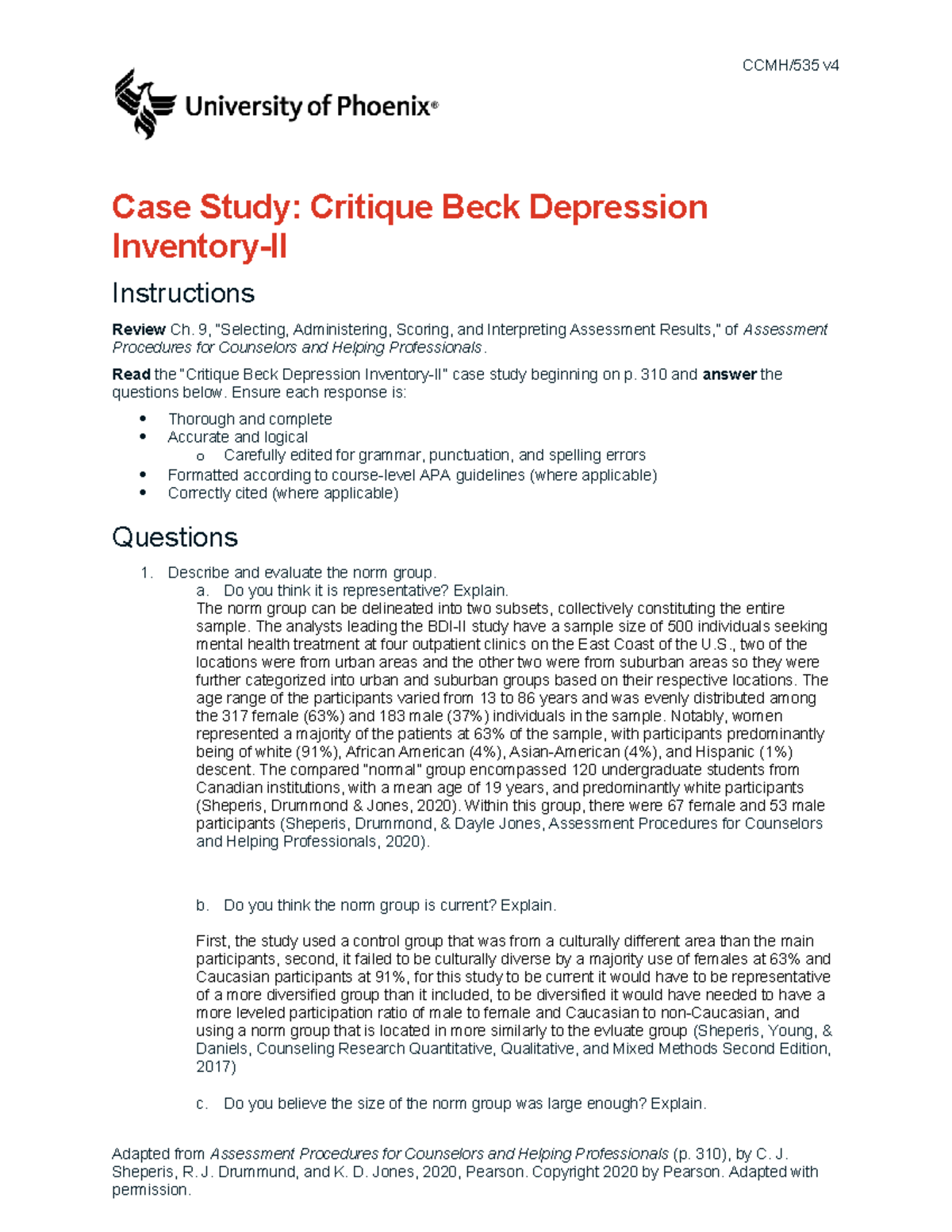 Beck Case Study - CCMH/535 v Case Study: Critique Beck Depression ...