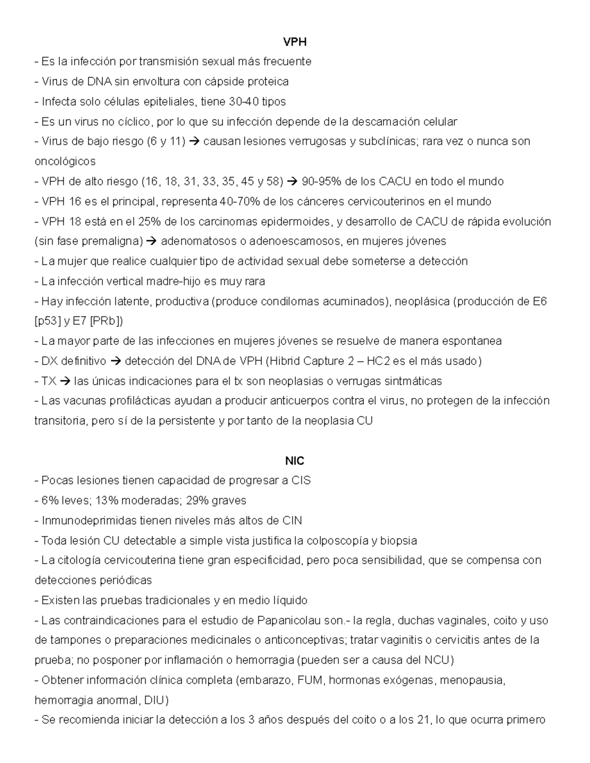 Resumen pato - Información acerca del virus del papiloma humano, NIC ...