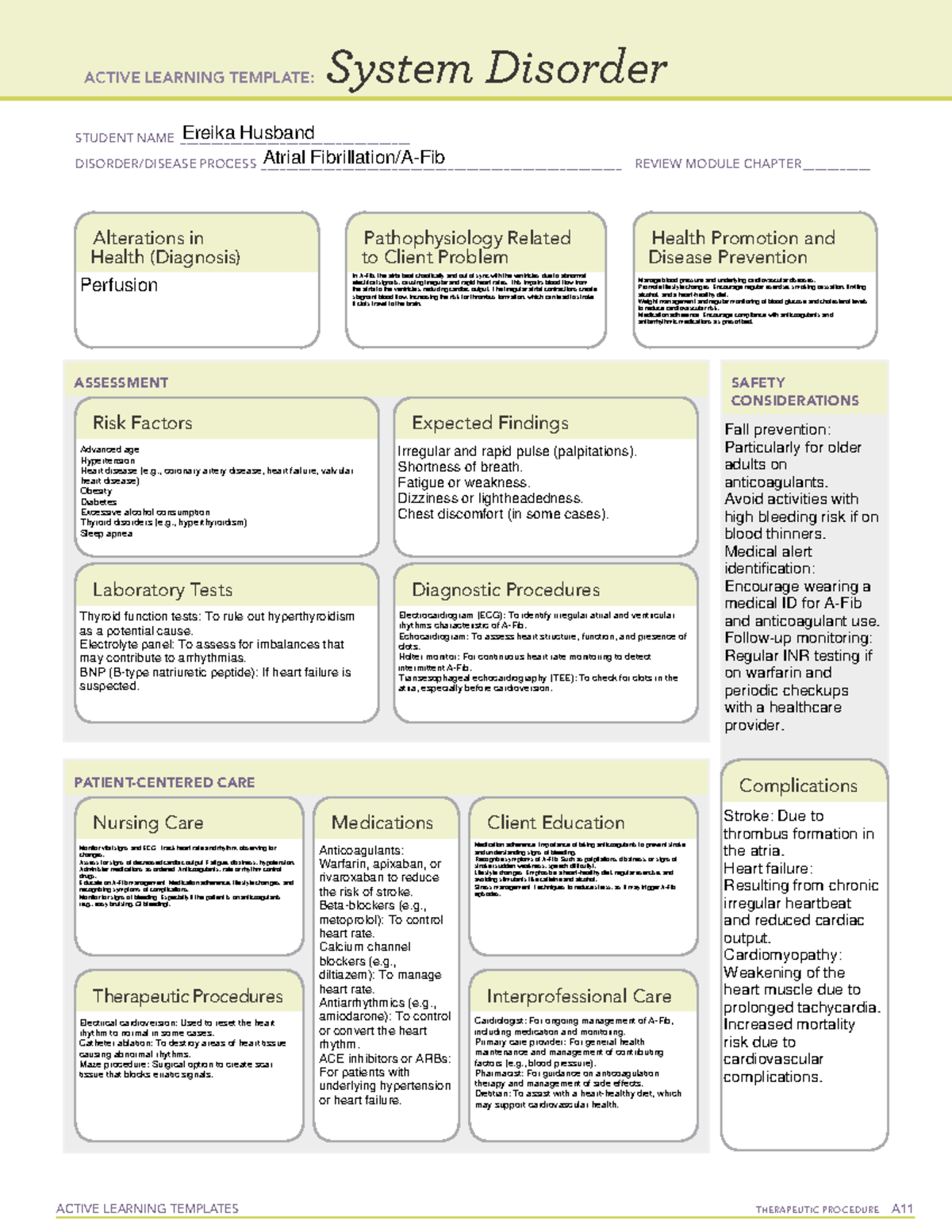System Disorder - ACTIVE LEARNING TEMPLATES TherapeuTic procedure A ...