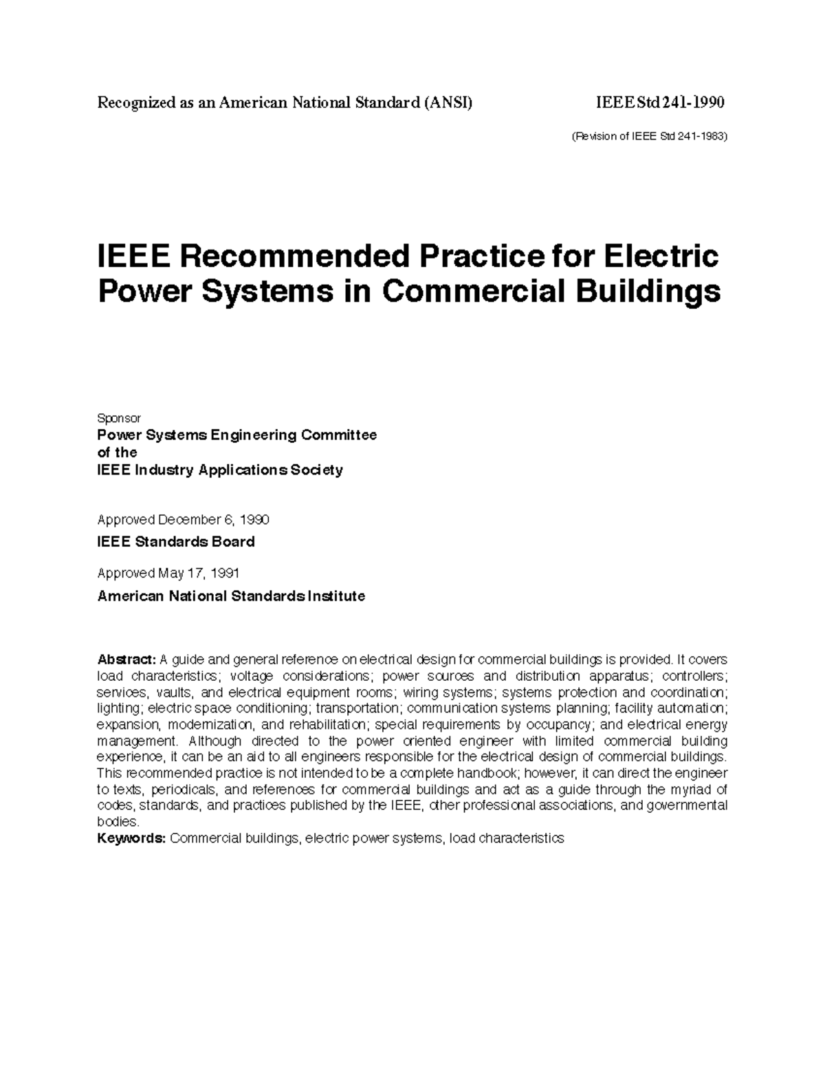 IEEE Recommended Practice for Electric P - Recognized as an American National Standard (ANSI ...