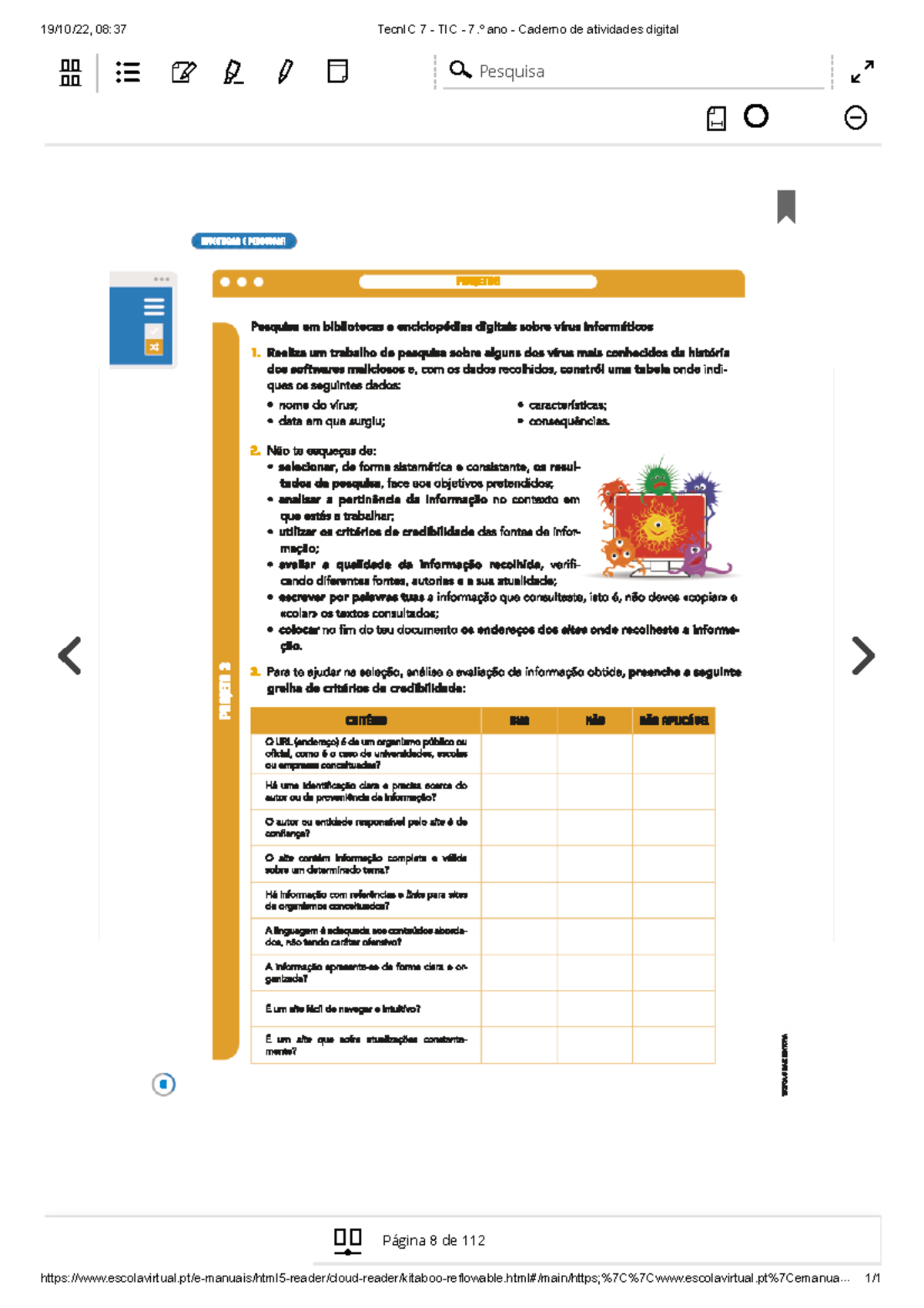 Ficha 2 - 19/10/22, 08:37 TecnIC 7 - TIC - 7.º ano - Caderno de ...