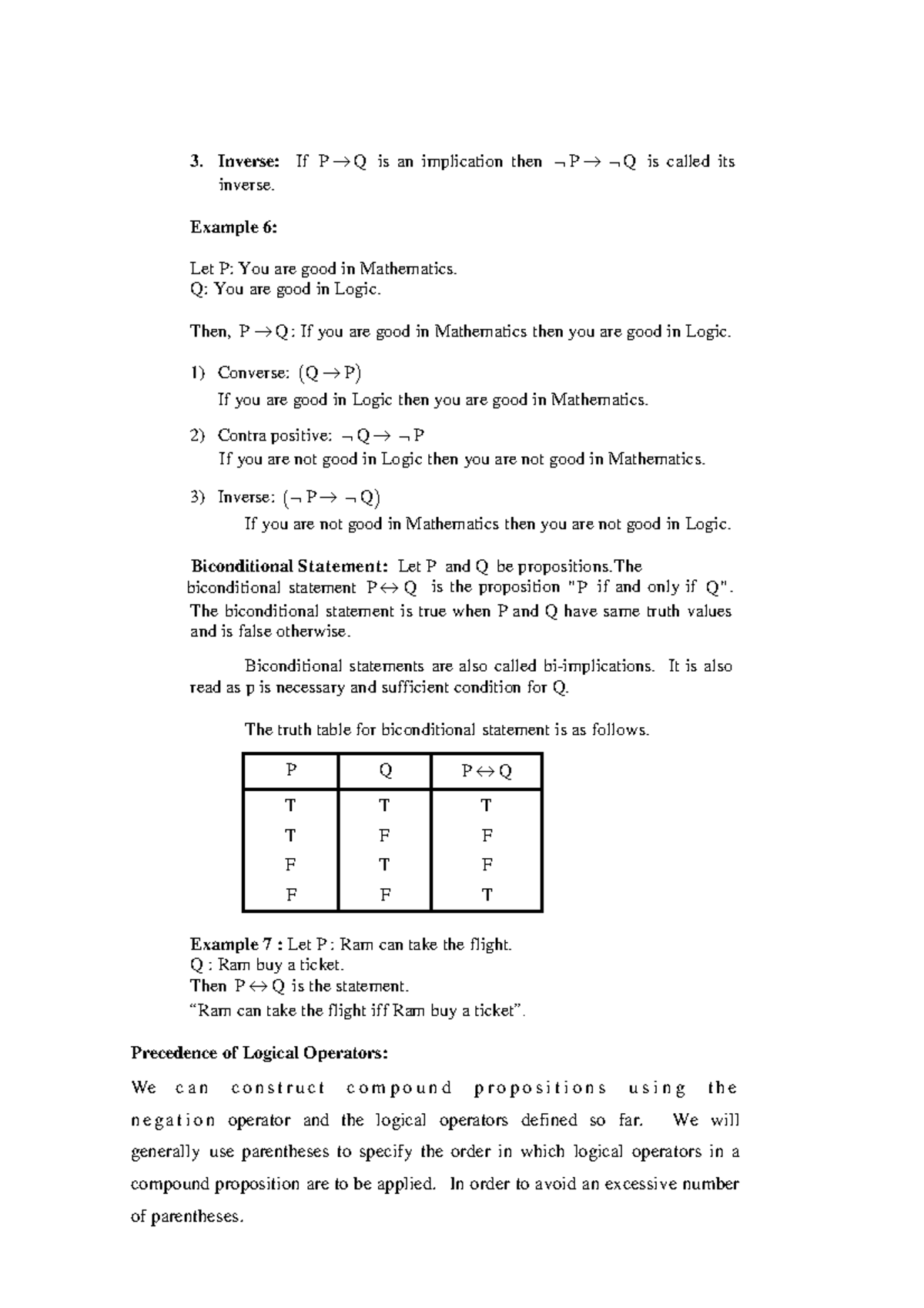Discrete Mathematics Lecturer Notes PDF-3 - Inverse: If P Q inverse ...