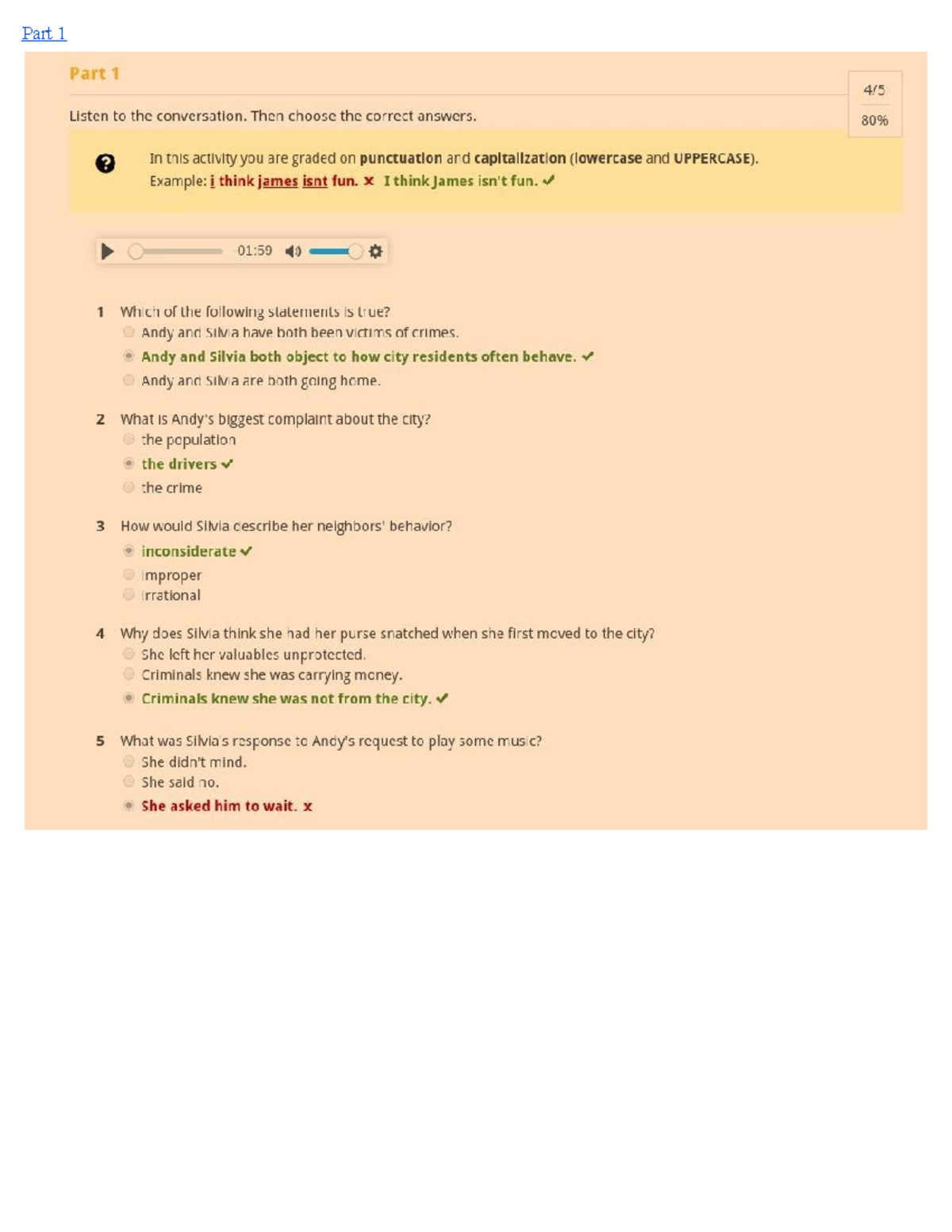 Summit 1 unit 5 general test - Part Part Type antonyms for these words ...
