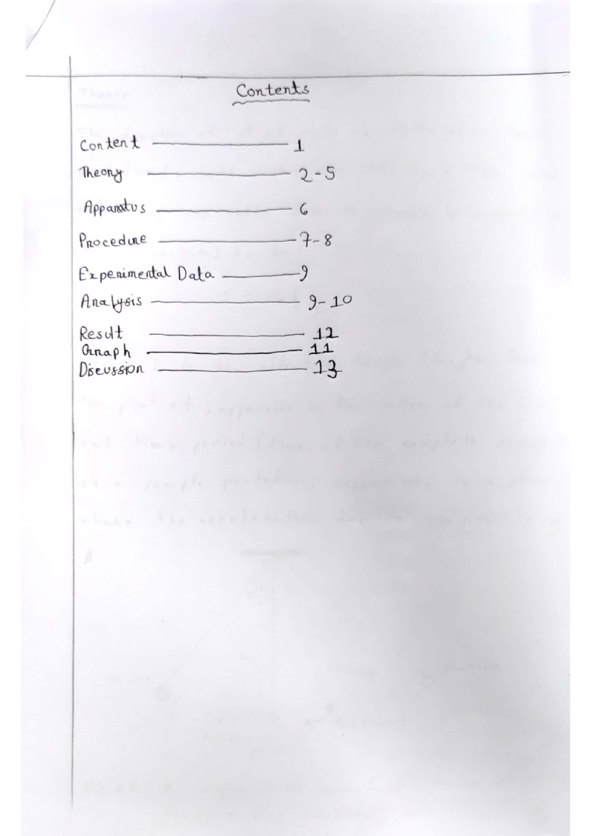 Physics 1 lab report - Contents content 1 Theory Apparatus 6 Procedure ...