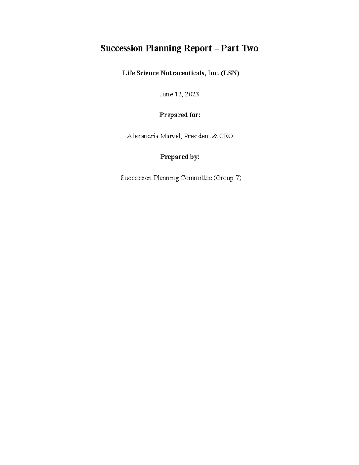 Team Deliverable #3 - Group 7 Draft - Succession Planning Report – Part ...